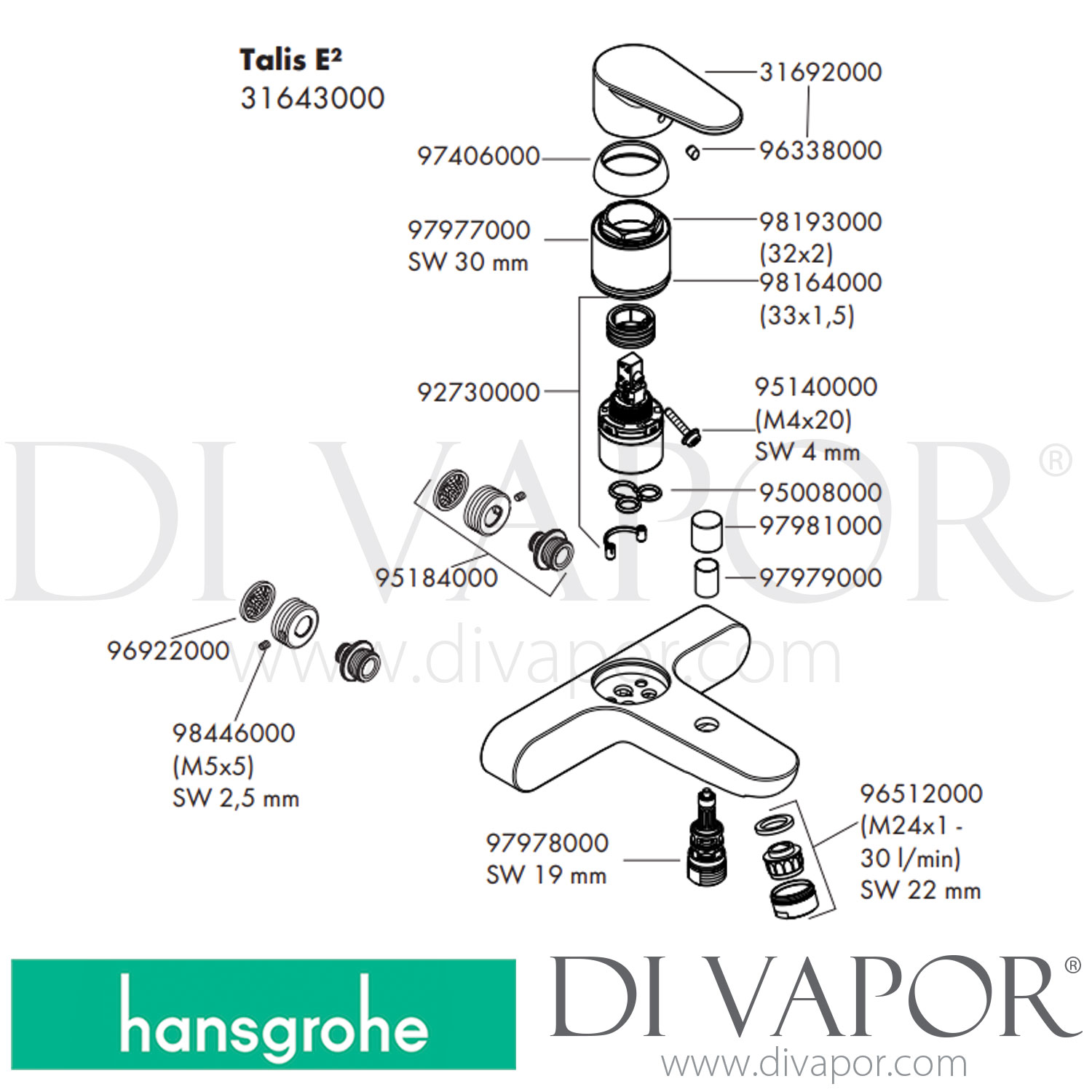 Hansgrohe 31642000 Talis E? Single Lever Bath Mixer for Exposed ...