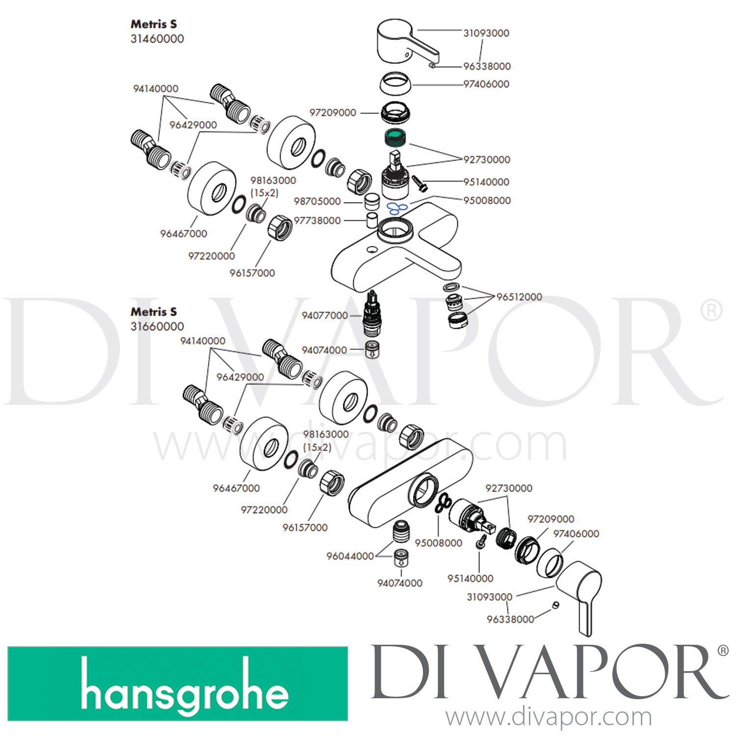 Hansgrohe 31660000 Metris S Single Lever Shower Mixer for Exposed ...