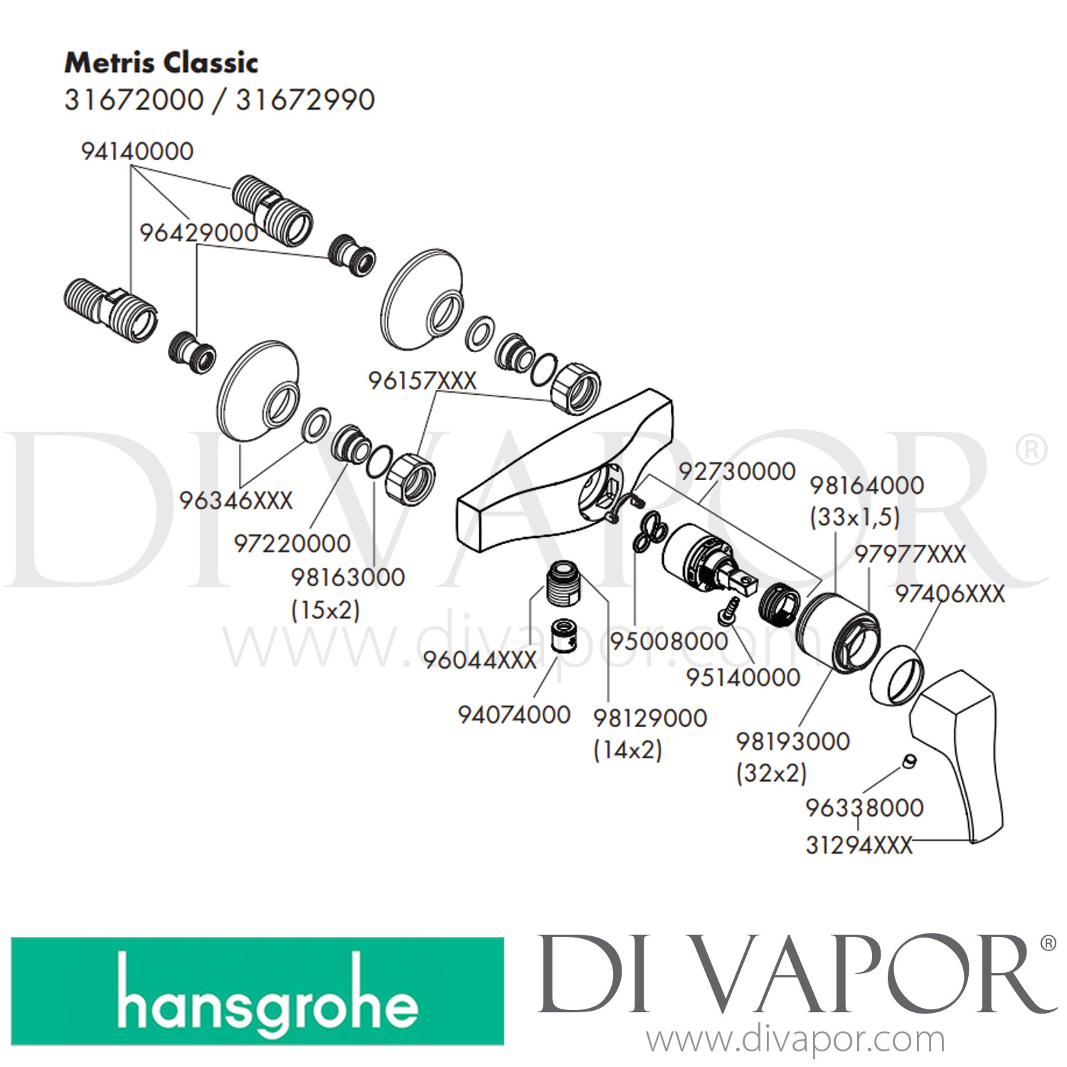 Hansgrohe 31672000 Metris Classic Single Lever Shower Mixer for Exposed ...