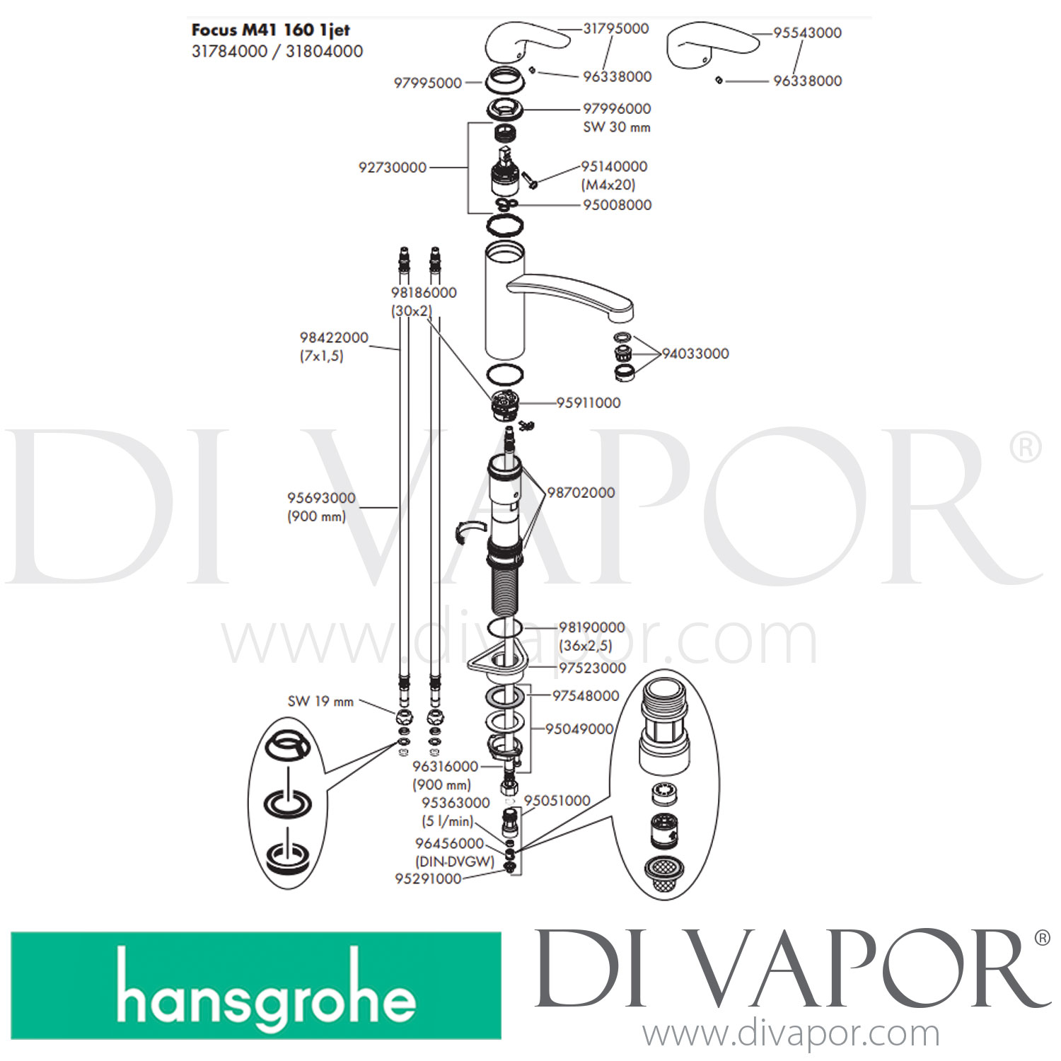 Hansgrohe 31804000 Focus M41 Single Lever Kitchen Mixer 160 ...