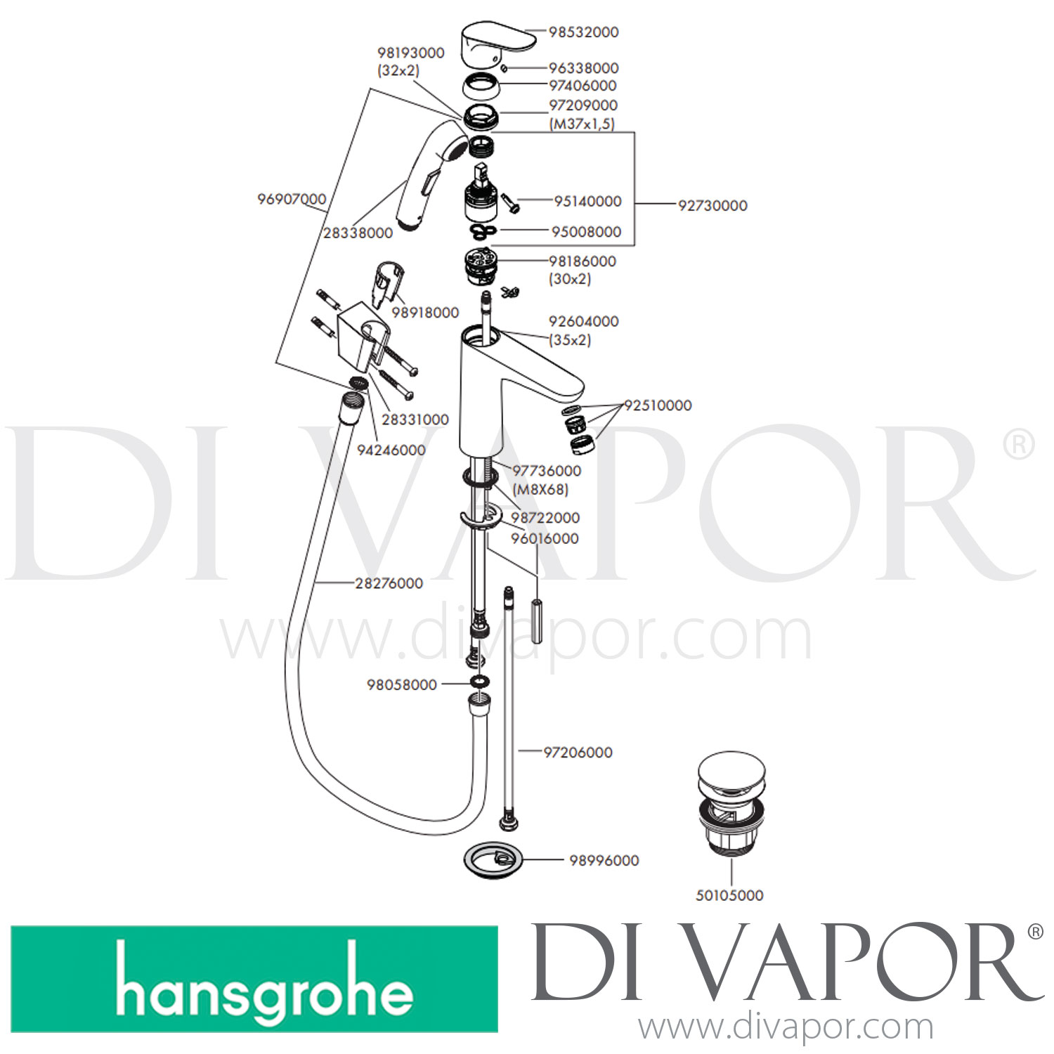 Hansgrohe 31927000 Focus Single Lever Basin Mixer 100 with Bidette Hand ...