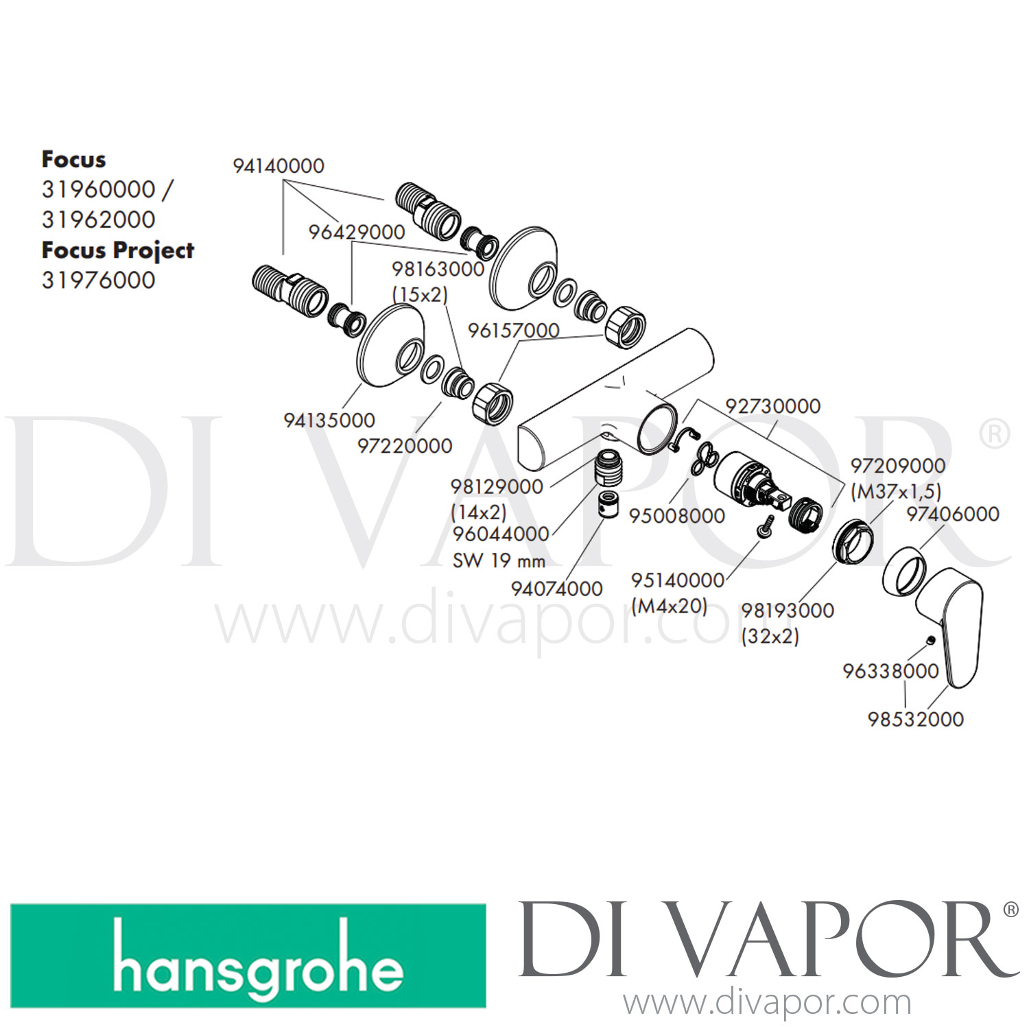 Hansgrohe 31960000 Focus Single Lever Shower Mixer for Exposed ...