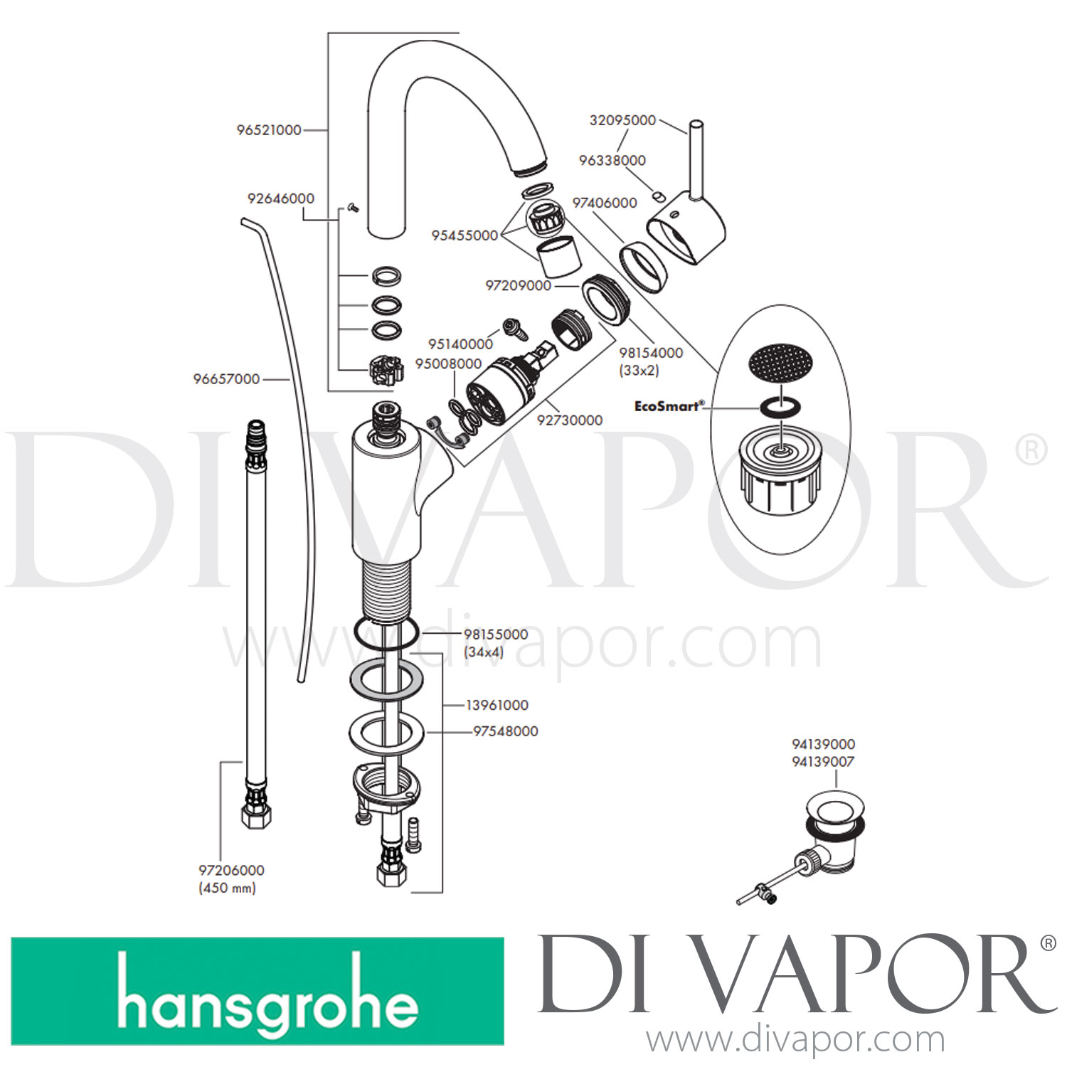 Hansgrohe 32070000 Talis S Single Lever Basin Mixer 200 with Swivel ...