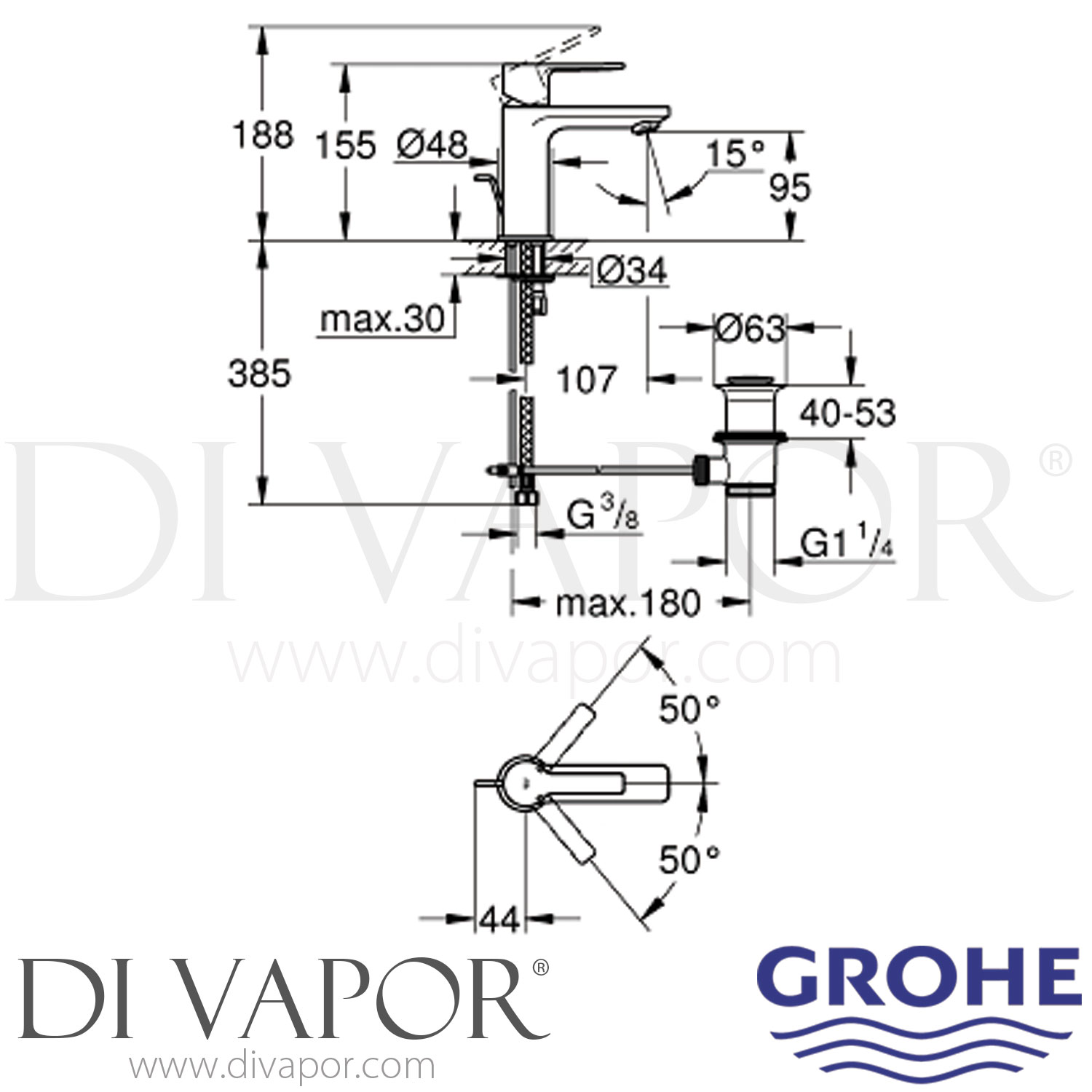 Grohe 32109001 Lineare Single-Lever Basin Mixer (1/2 Inch) XS-Size ...