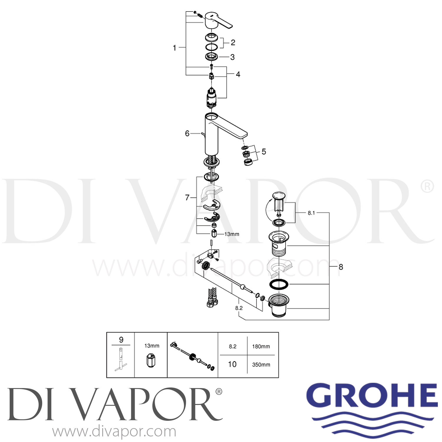 Grohe 32114DC1 Lineare Supersteel Single-Lever Basin Mixer (1/2 Inch) S ...
