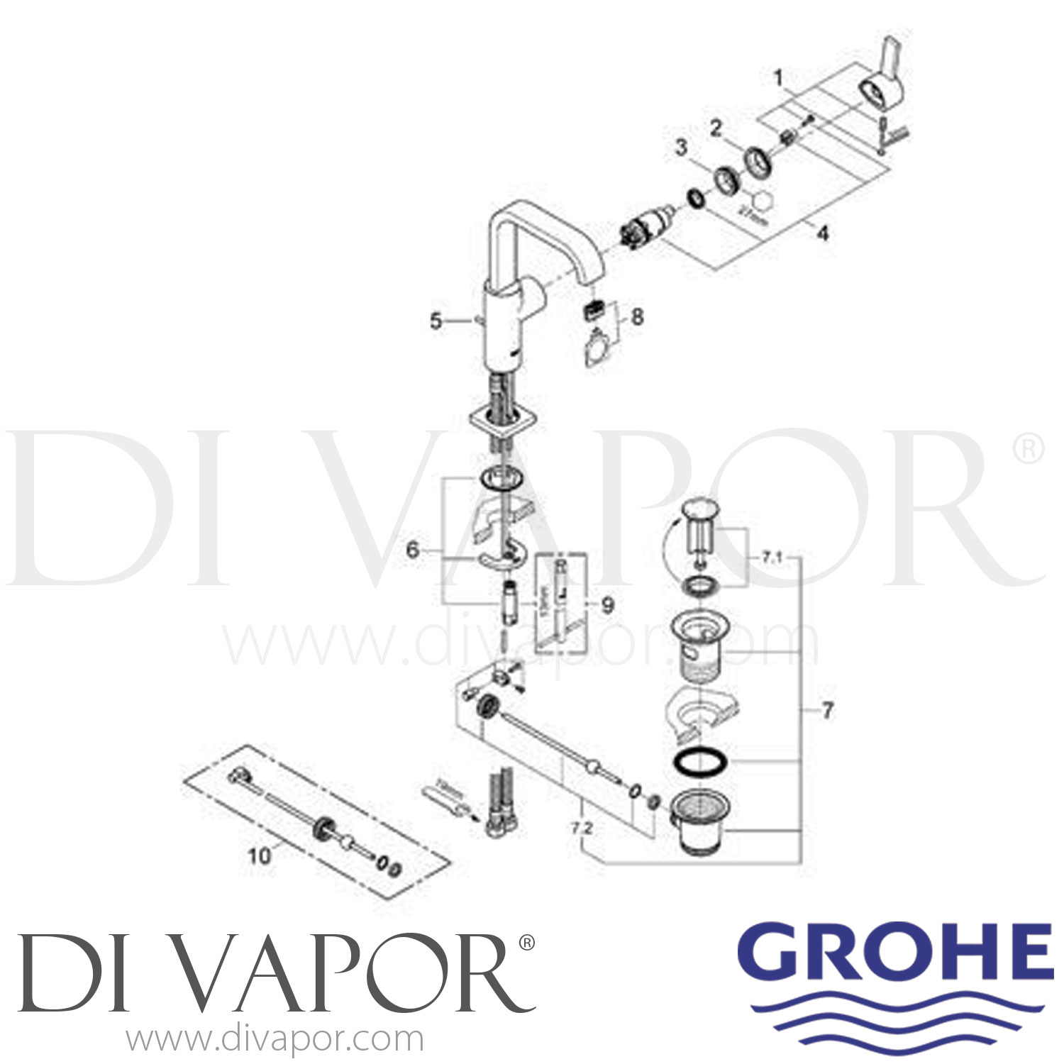 Grohe 32146 Allure Basin Mixer (1/2 Inch) Spare Parts