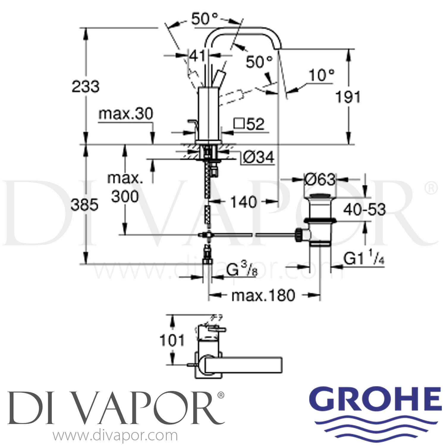 Grohe 32146000 Allure Single-Lever Basin Mixer (1/2 Inch) L-Size Spare ...