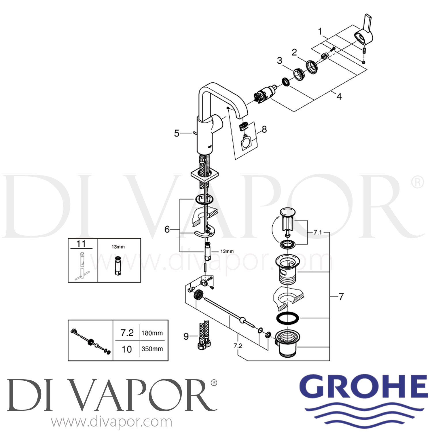 Grohe 32146000 Allure Single-Lever Basin Mixer (1/2 Inch) L-Size Spare ...