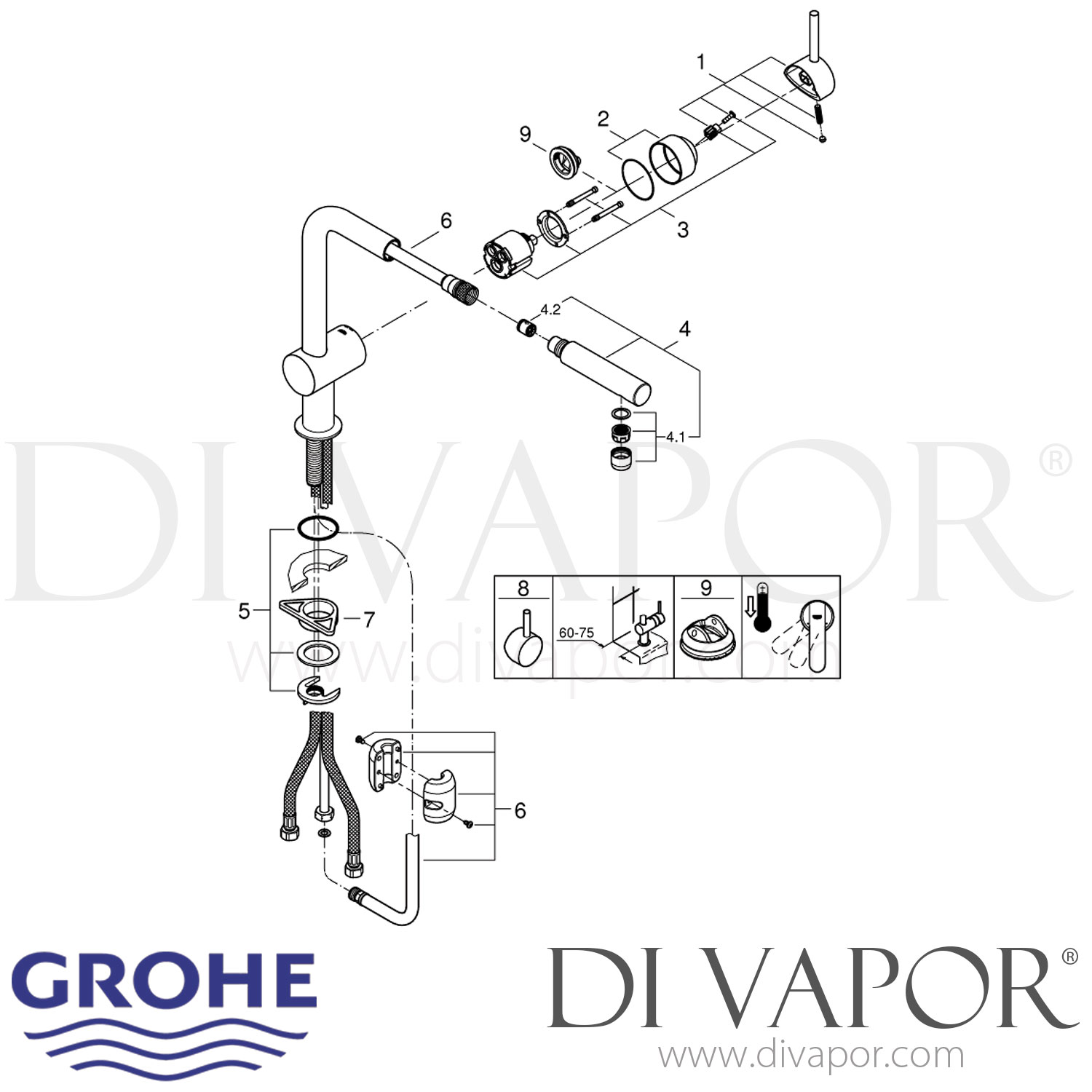 Grohe 32168000 Minta Single-Lever Sink Mixer (1/2 Inch) Spare Parts