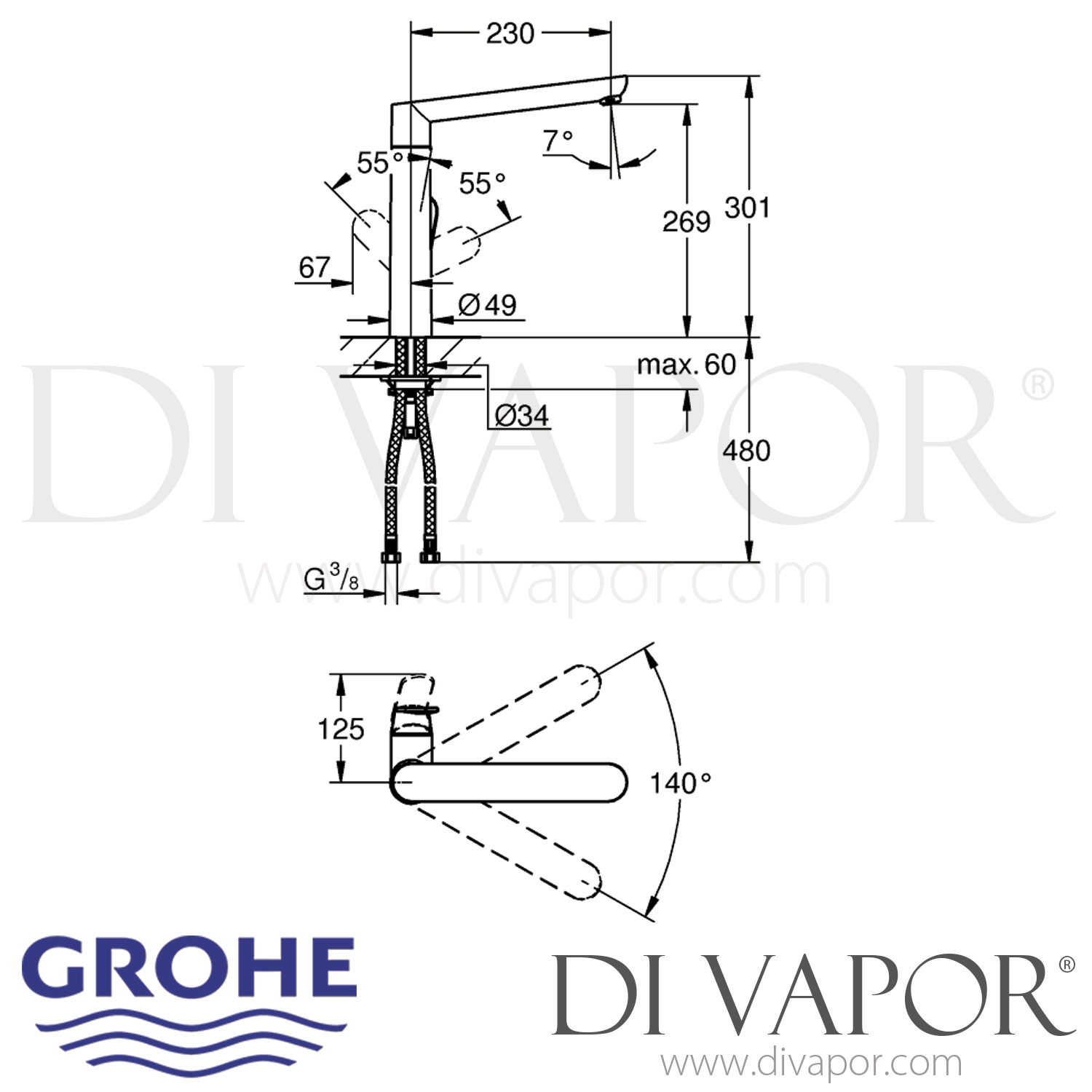 Grohe 32175000 K7 Single-Lever Sink Mixer Kitchen Tap Spare Parts