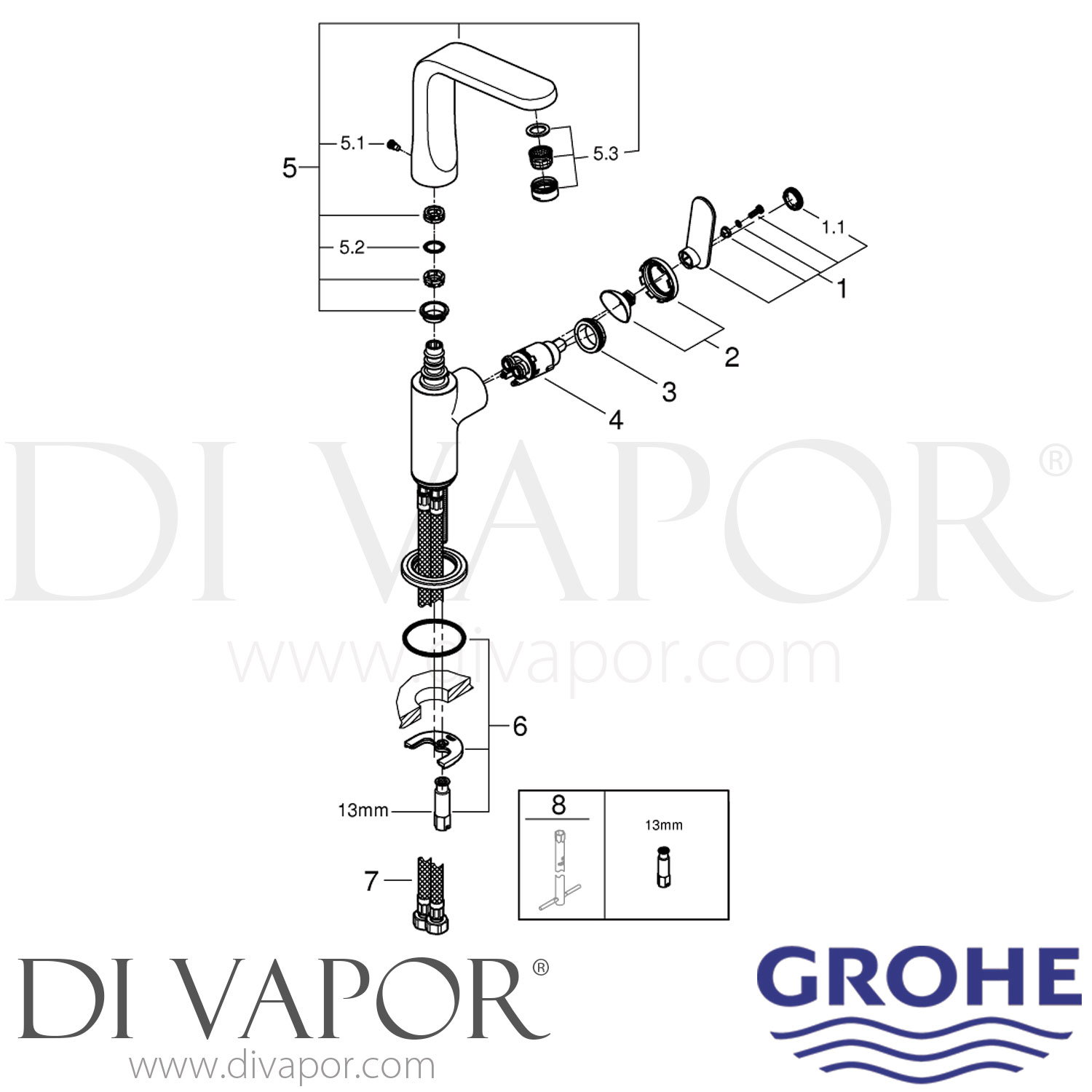 Grohe 32187000 Veris Single-Lever Basin Mixer (1/2 Inch) L-Size Tap ...