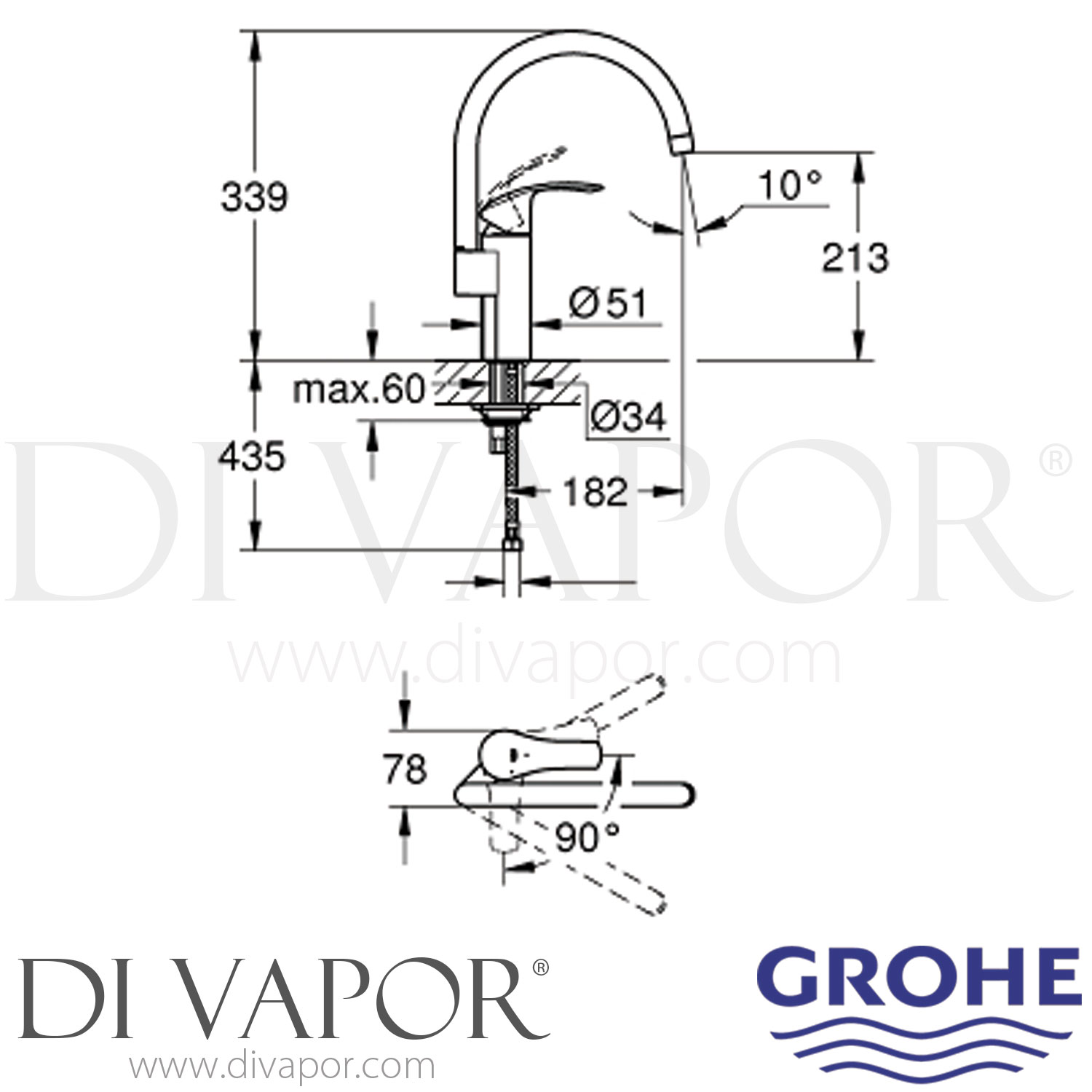 Grohe 32223002 Eurosmart Single-Lever Sink Mixer (1/2 Inch) Spare Parts
