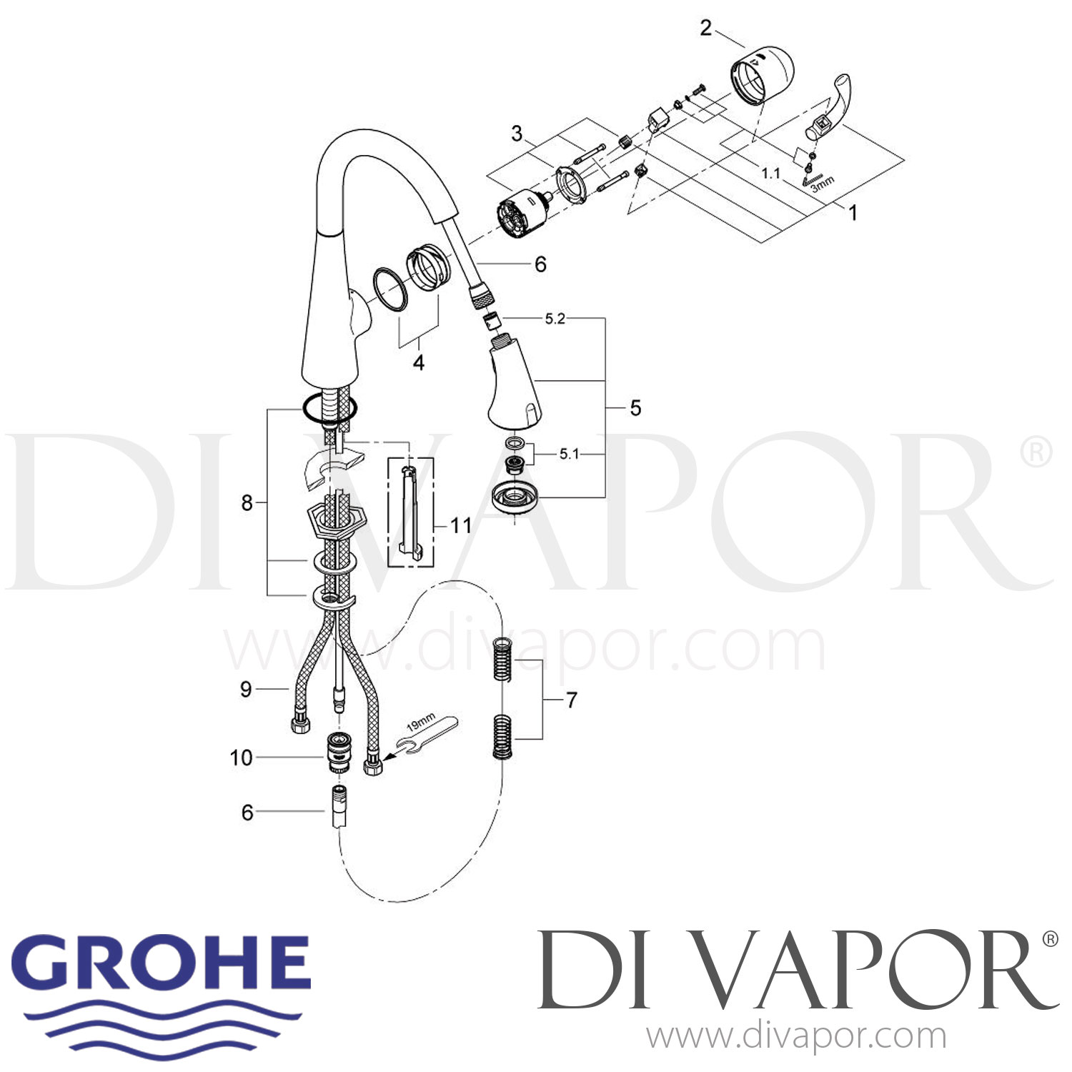 Grohe 32294000 Zedra Single-Lever Sink Mixer Kitchen Tap Spare Parts