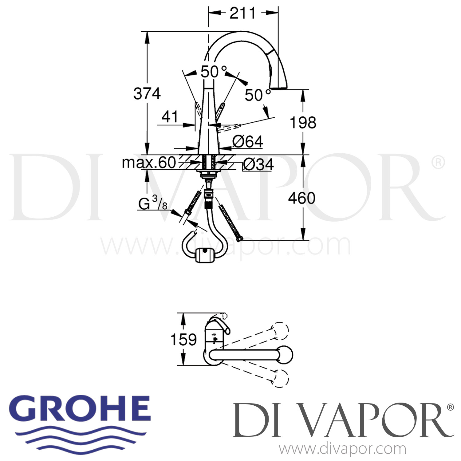 Grohe Zedra Single-Lever Sink Mixer (1/2 Inch) - 2012 to 2016 - Spare ...