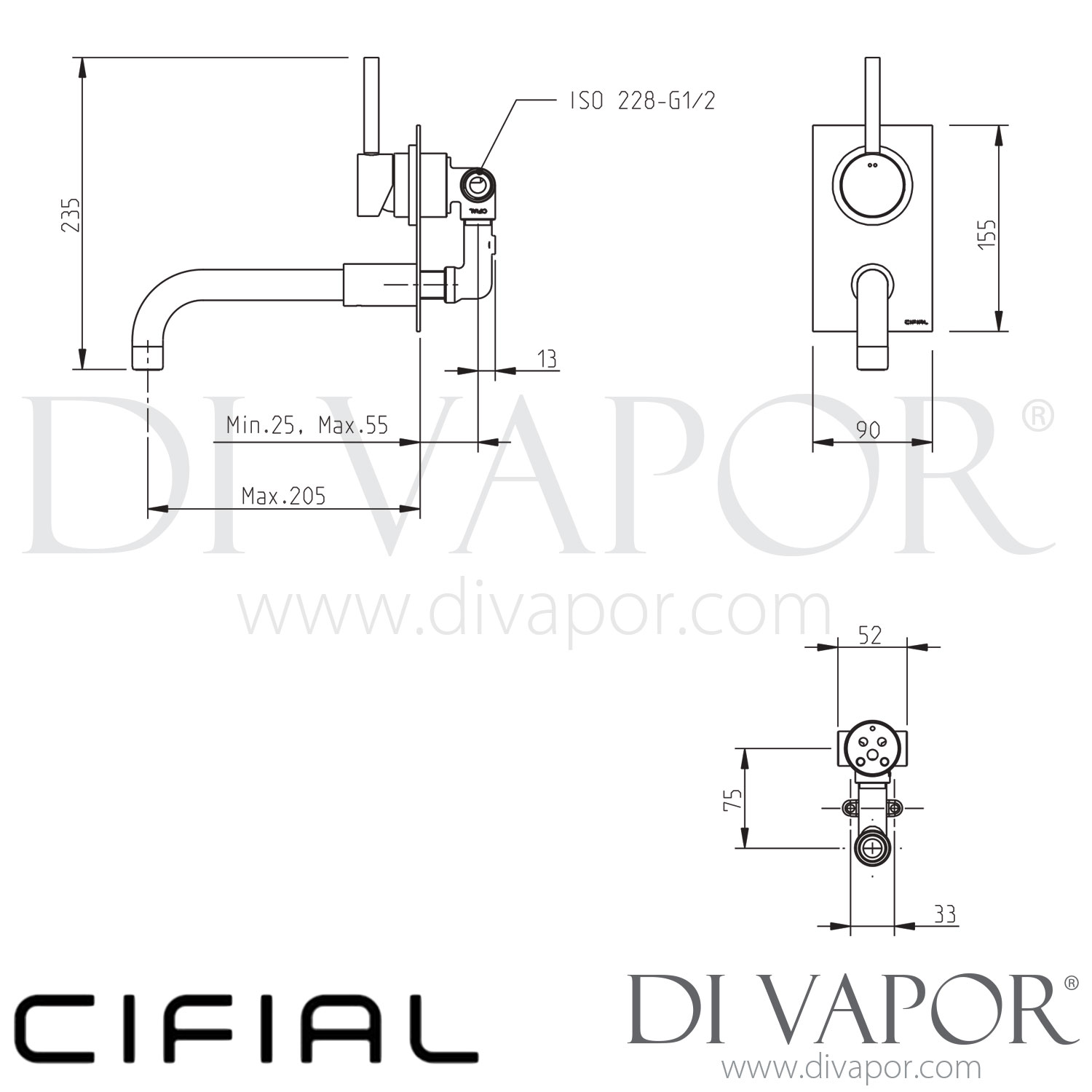 Cifial 32402TH Techno 465 Wall-Mounted Washbasin Mixer 1F Spare Parts