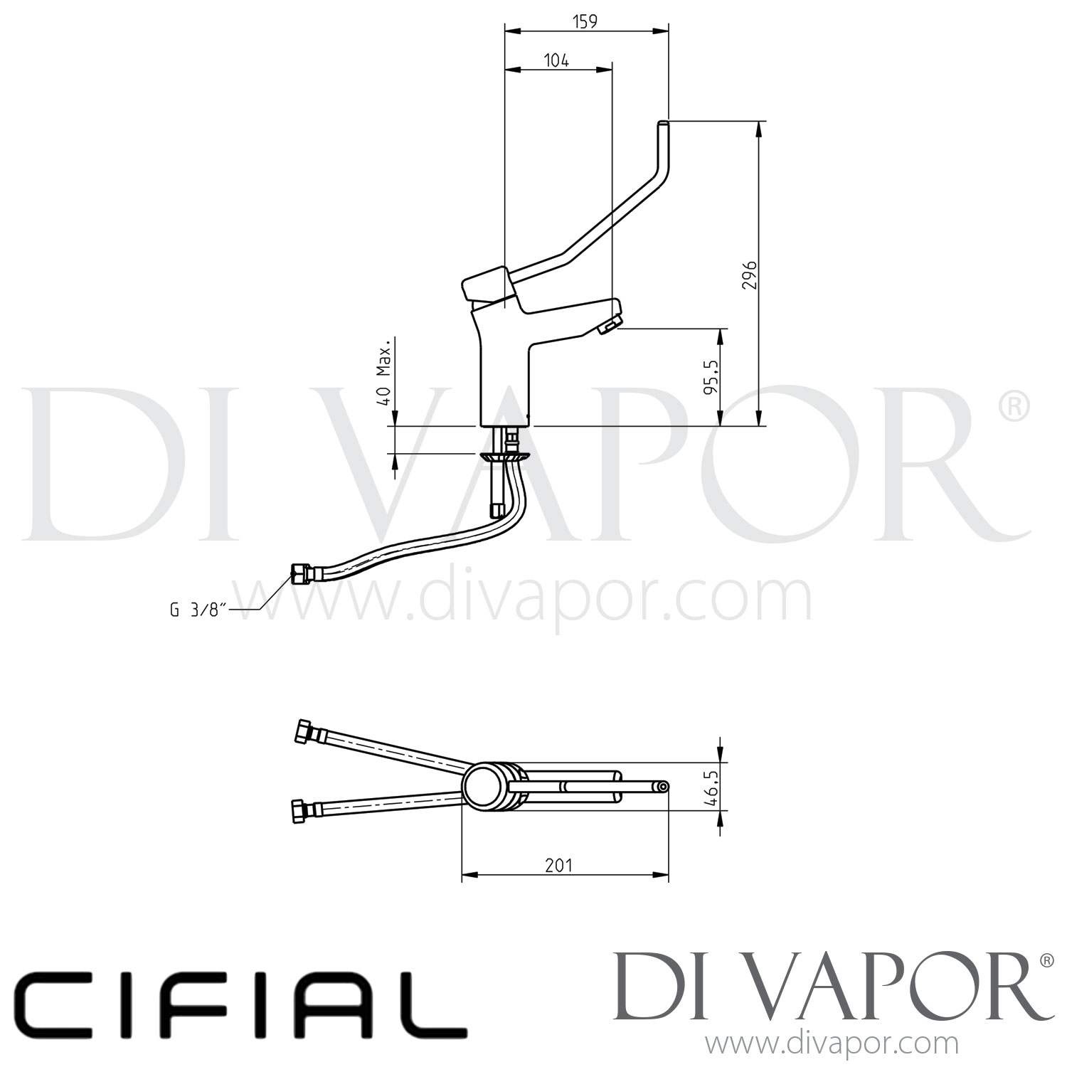 Cifial 32407SE-625 Single Lever Washbasin with Hospital Handle Tap ...
