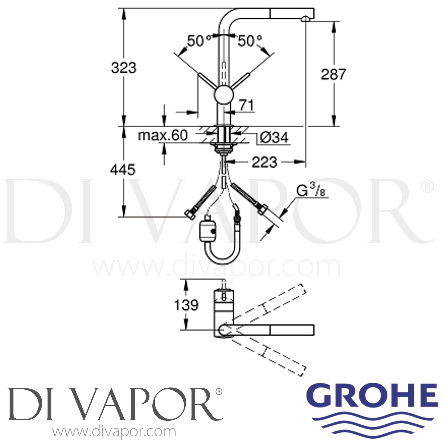 Grohe 32454000 Flair Single-Lever Sink Mixer (1/2 Inch) Tap Spare Parts
