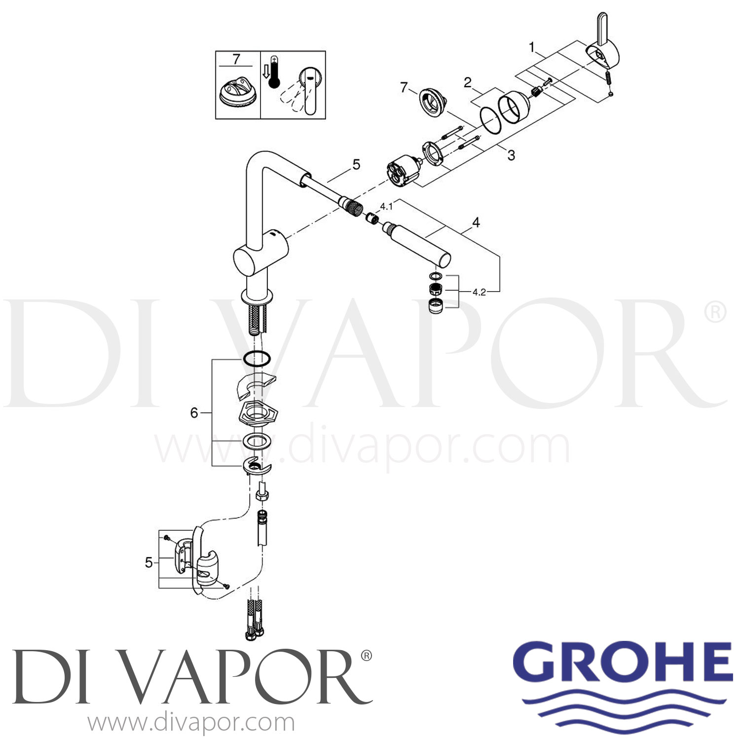 Grohe 32454000 Flair Single-Lever Sink Mixer (1/2 Inch) Tap Spare Parts
