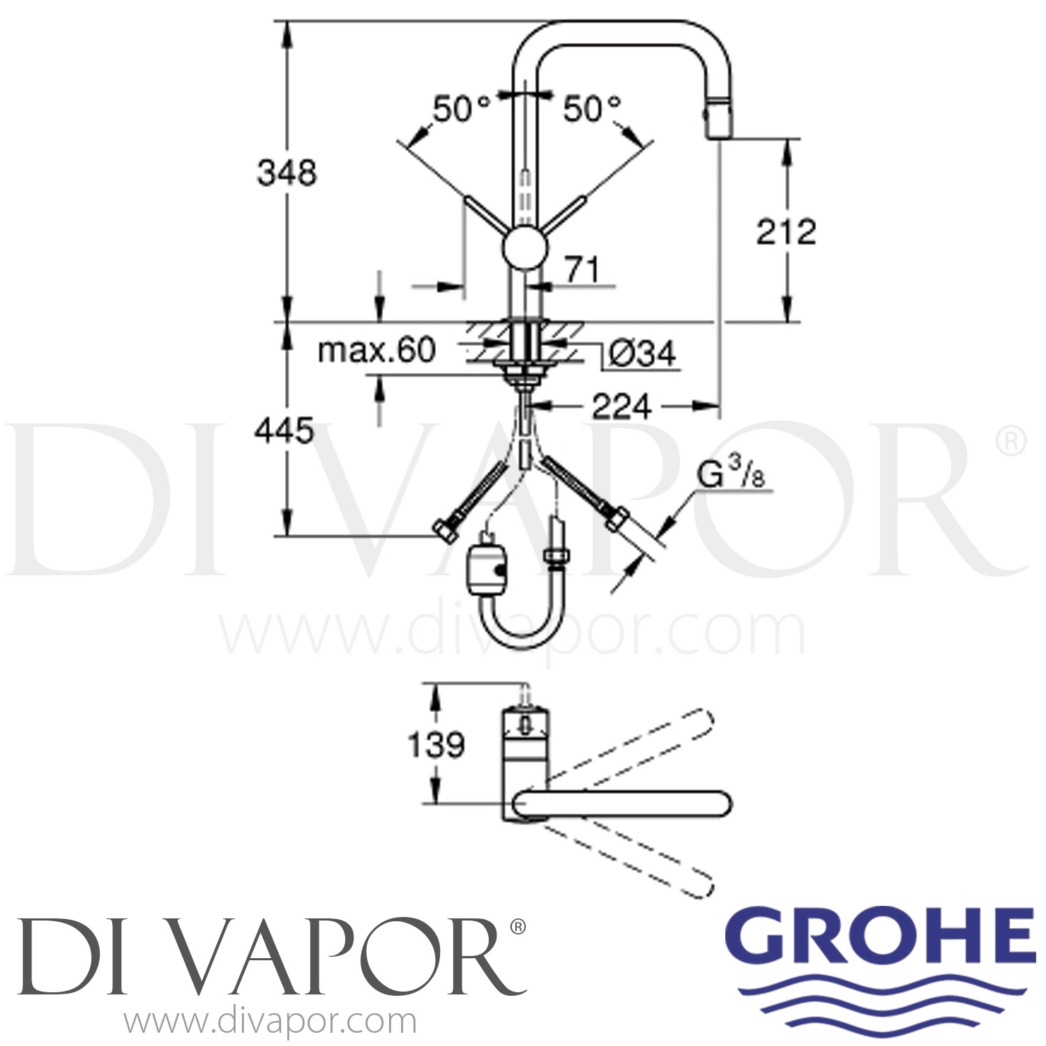 Grohe 32455000 Flair Single-Lever Sink Mixer (1/2 Inch) Spare Parts