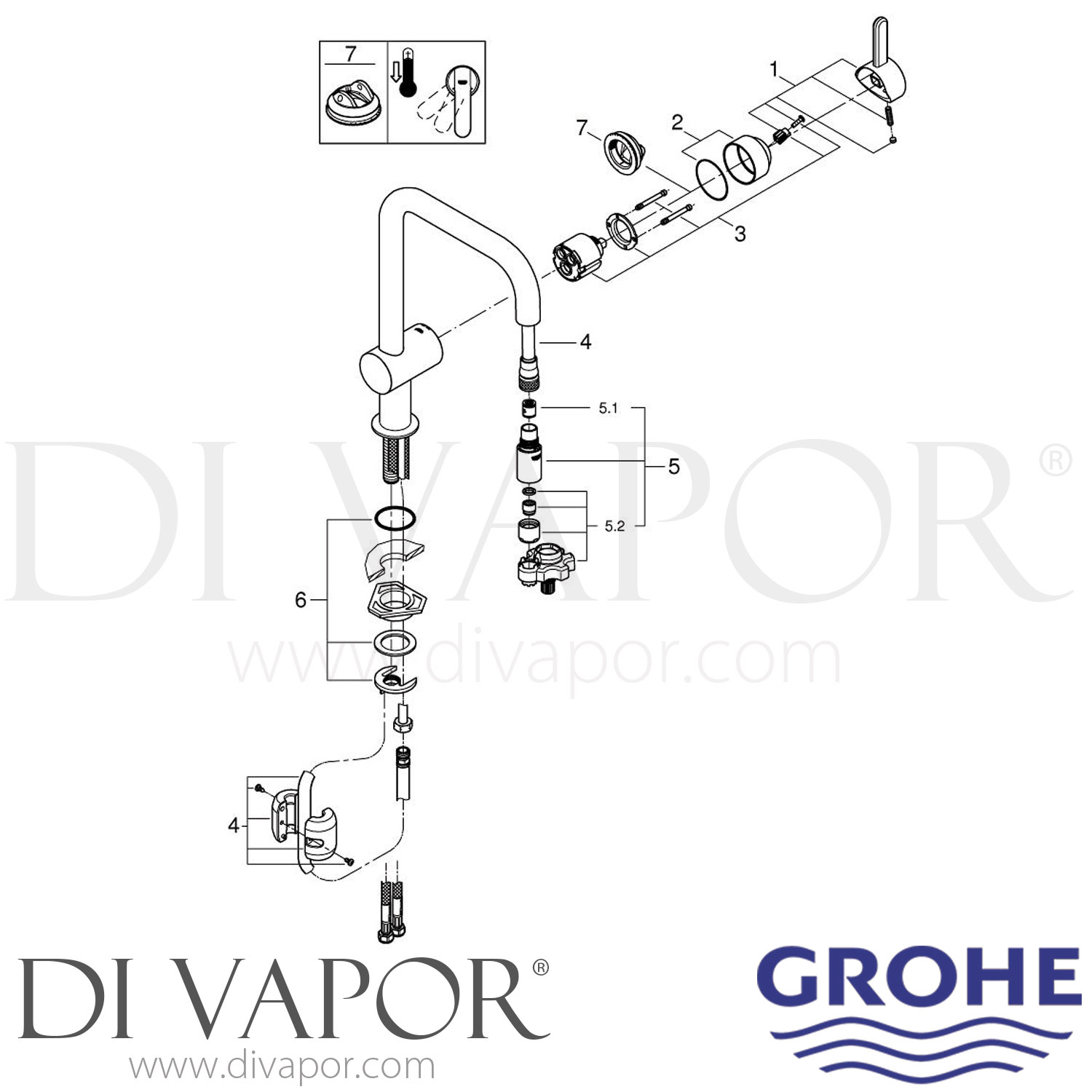 Grohe 32455000 Flair Single-Lever Sink Mixer (1/2 Inch) Spare Parts