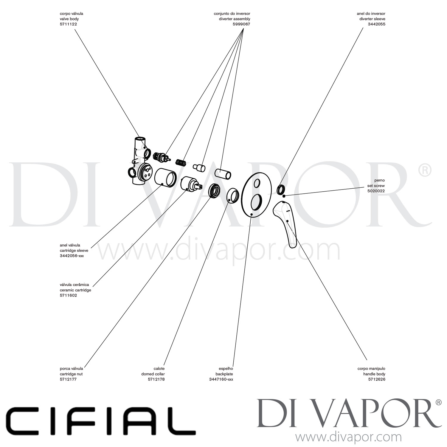 Cifial 32470NP Podium Concealed Manual Bath Shower Mixer Spare Parts