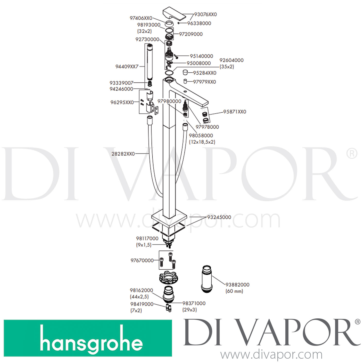 Hansgrohe 32532677 Metropol Single Lever Bath Mixer Floor-Standing with ...