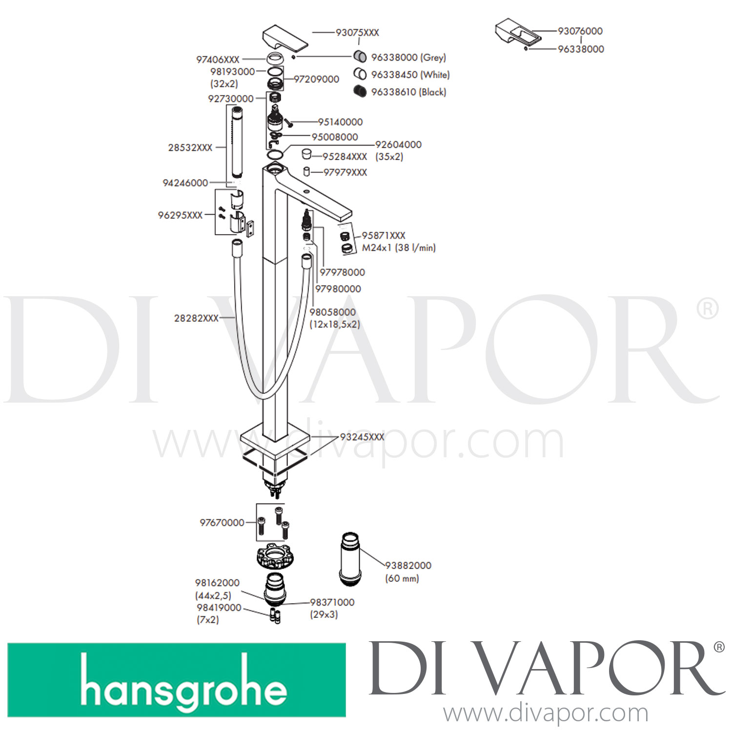 Hansgrohe 32532700 Metropol Single Lever Bath Mixer Floor-Standing with ...