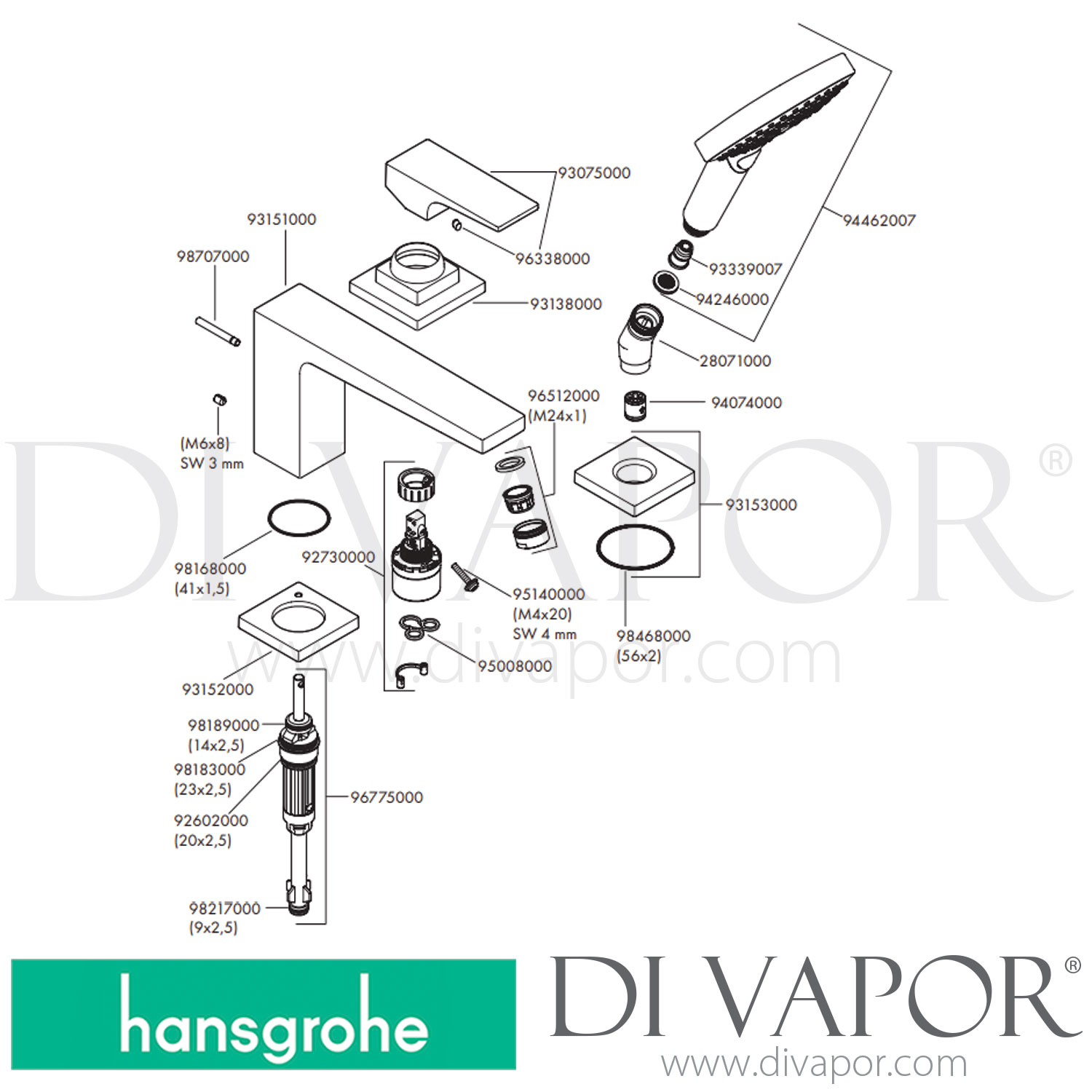 Hansgrohe 32551007 Metropol 3-Hole Rim Mounted Single Lever Bath Mixer ...