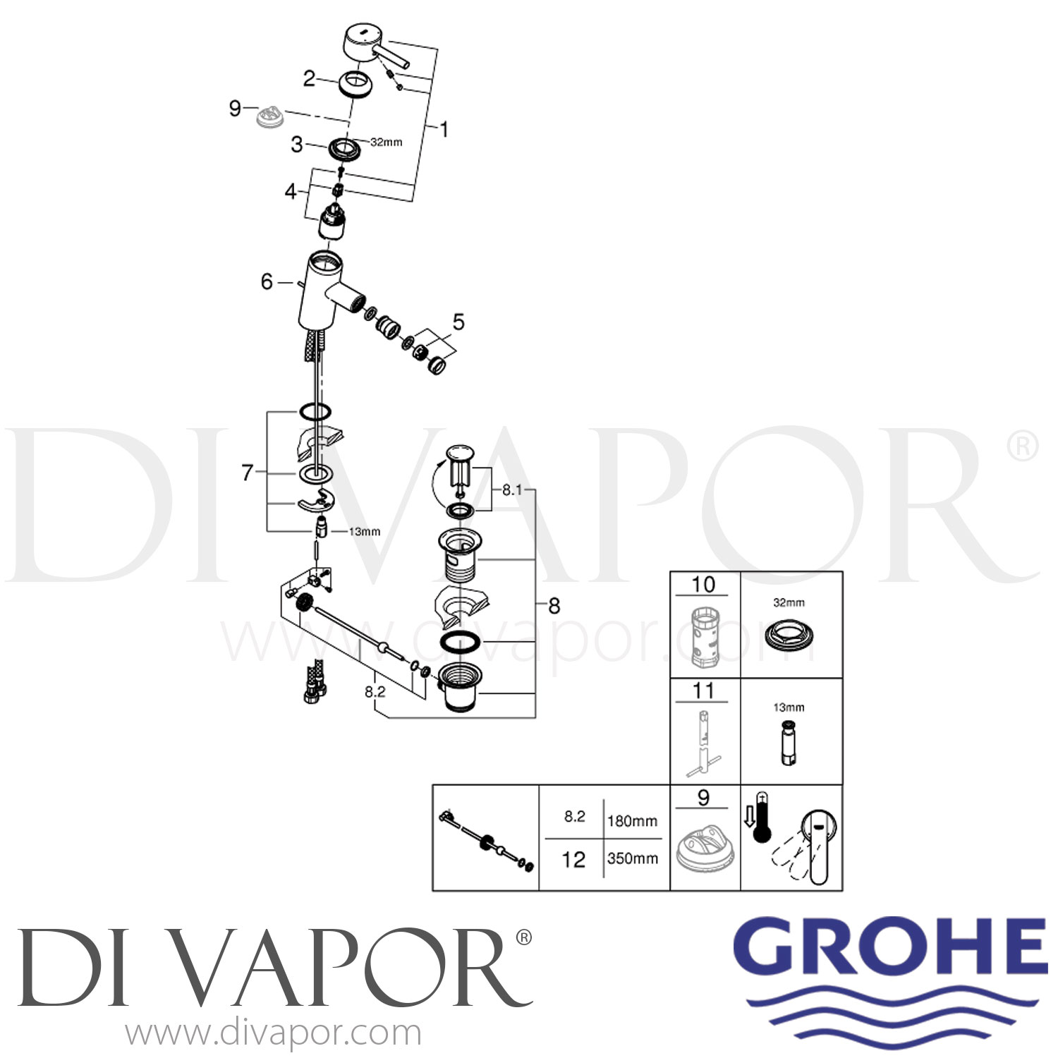 Grohe 32558000 Feel Single-Lever Bidet Mixer S-Size Spare Parts