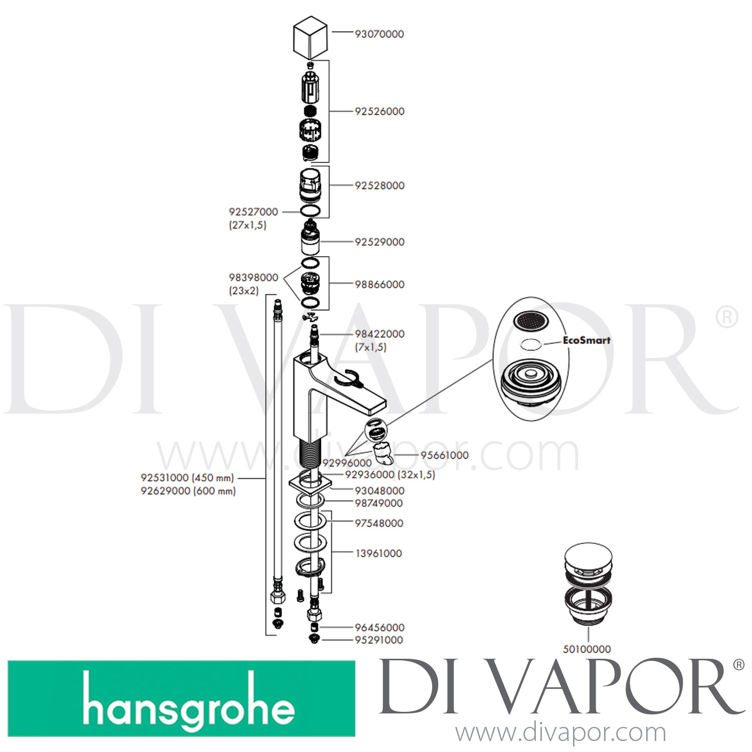 Hansgrohe 32572000 Metropol Basin Mixer 260 Select for Wash Bowls with ...