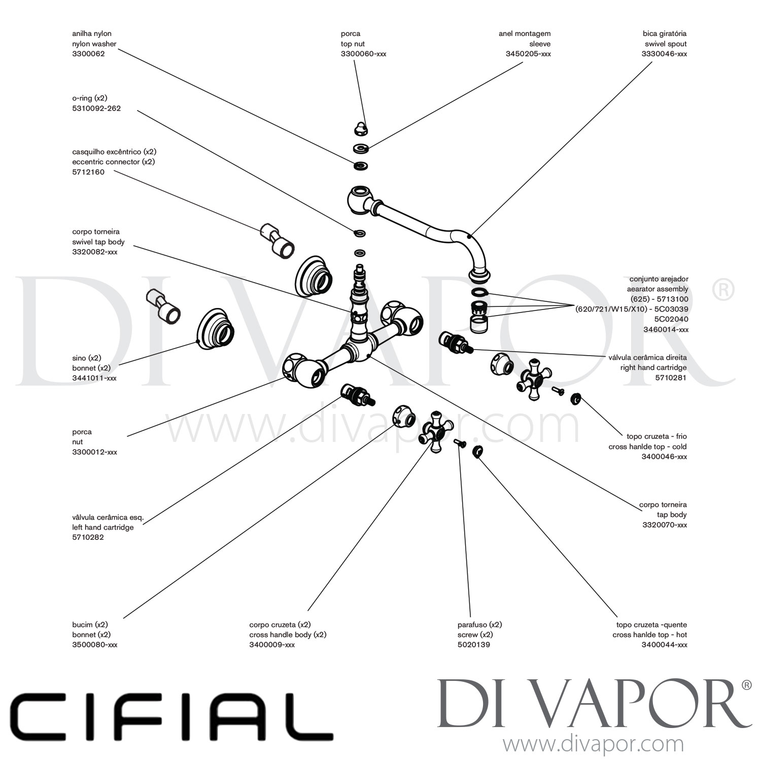 Cifial 32603EDH KT95 Traditional Wall Mounted Kitchen Tap with 229mm ...