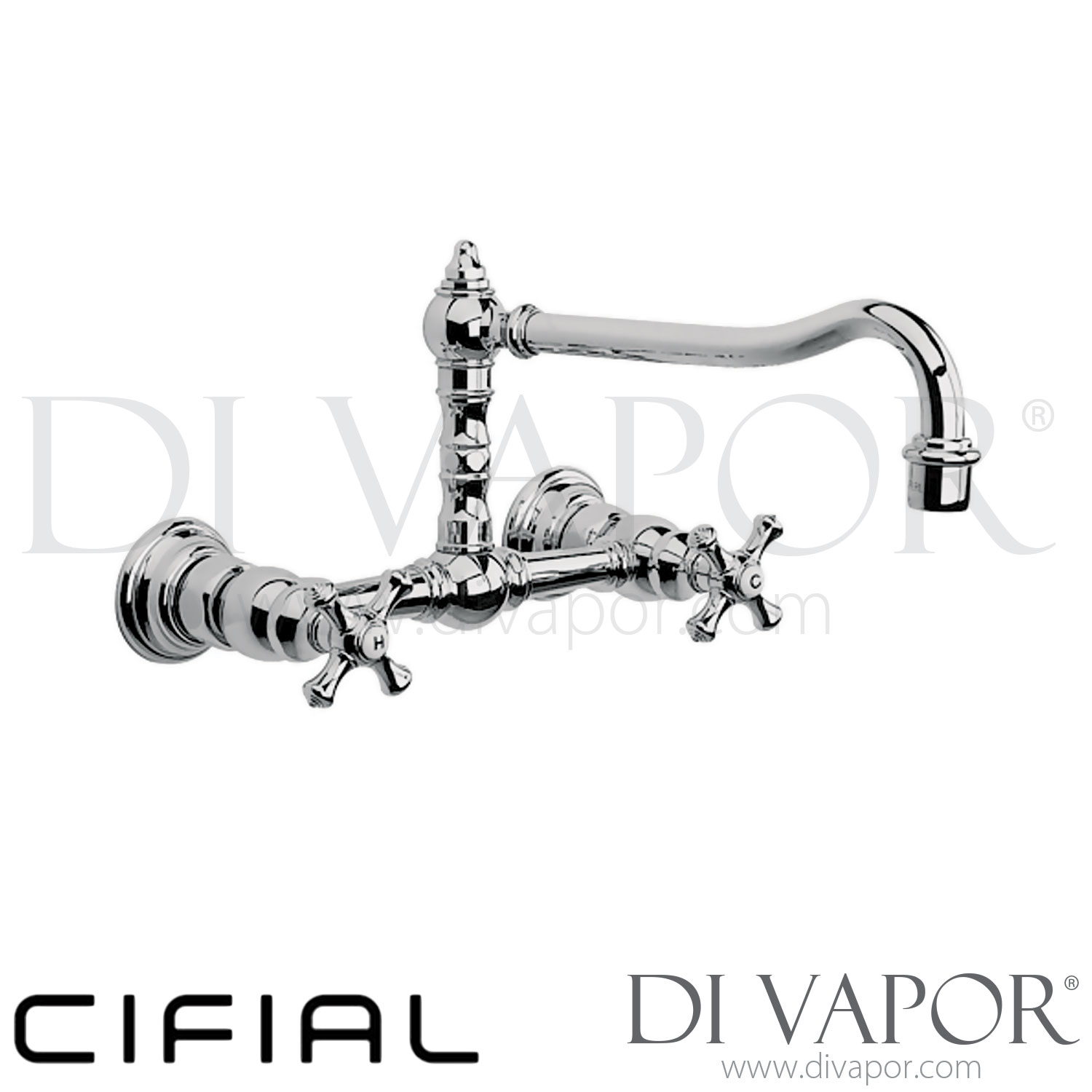 Cifial 32603EDH KT95 Traditional Wall Mounted Kitchen Tap with 229mm ...