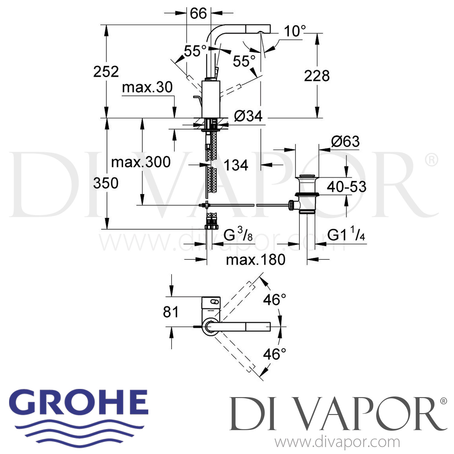 Grohe 32628000 Essence Single-Lever Basin Mixer (1/2 Inch) L-Size Spare ...