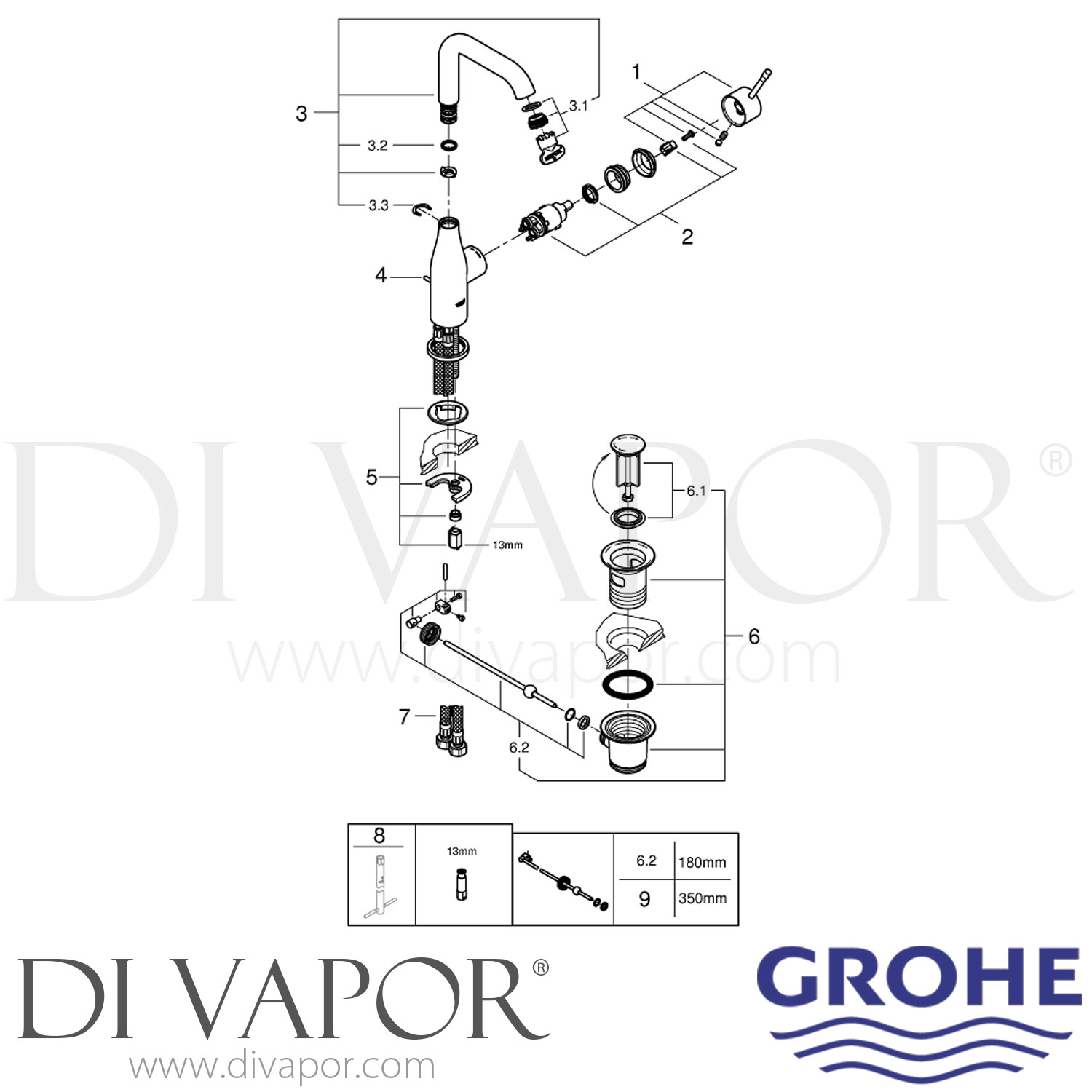 Grohe 32628AL1 Essence Single-Lever Basin Mixer L-Size Tap Spare Parts