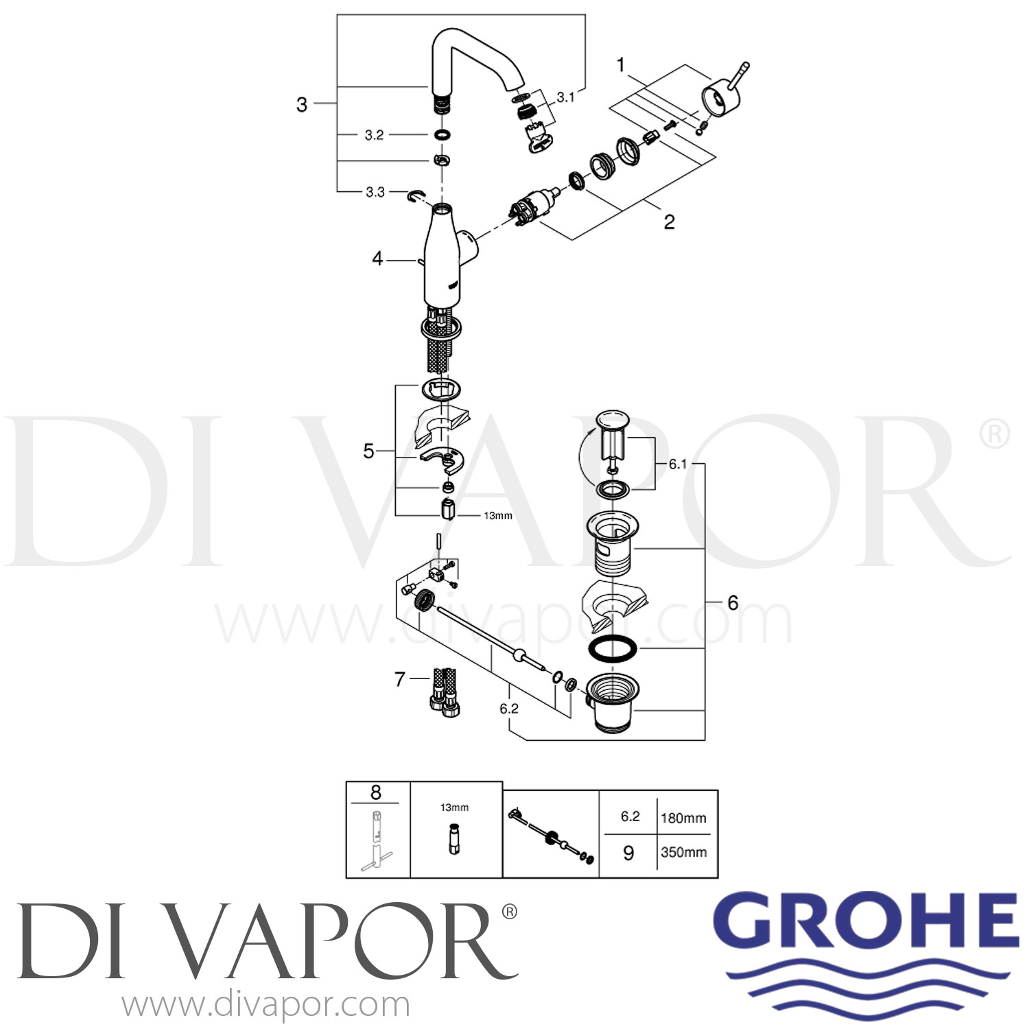 Grohe Essence Single-Lever Basin Mixer L-Size - 11/18 and 12/20 - Tap ...