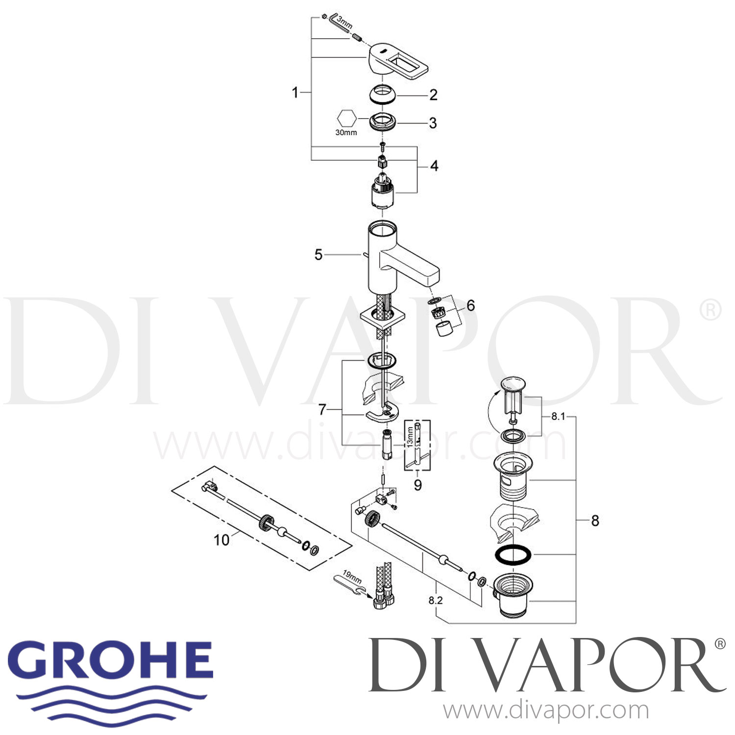 Grohe 32631000 Quadra Basin Mixer S-Size Tap Spare Parts