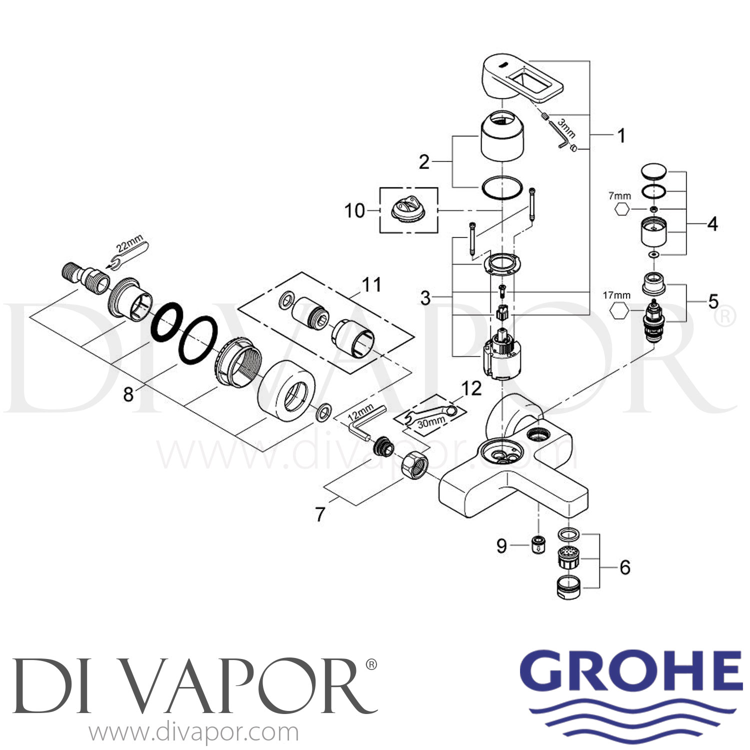 Grohe 32638000 Quadra Bath / Shower Mixer Tap Spare Parts