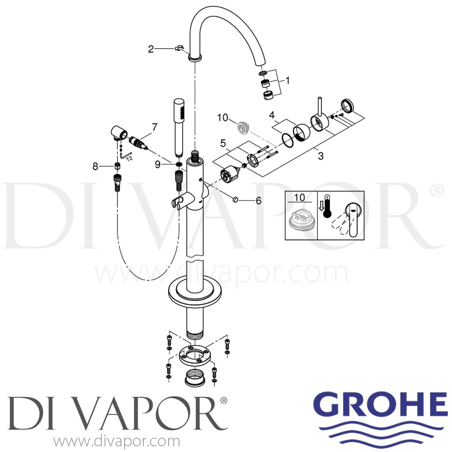 Grohe 32653002 Atrio 1/2 Floor Mounted Single Lever Bath Mixer Spare Parts