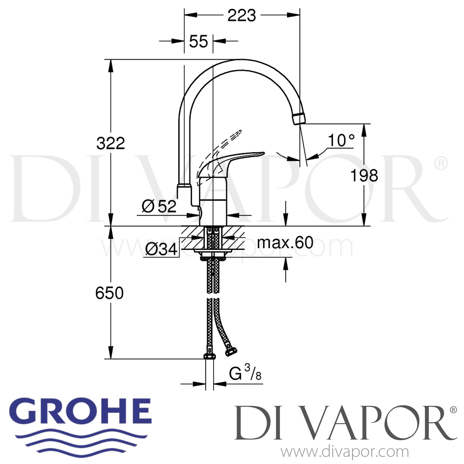 Grohe Euroeco Single-Lever Sink Mixer (1/2 Inch) - 2008 to 2018 - Tap ...
