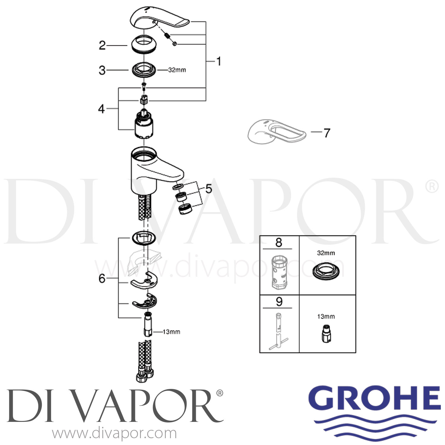 Grohe 32762000 Euroeco Special Basin Mixer Tap Spare Parts