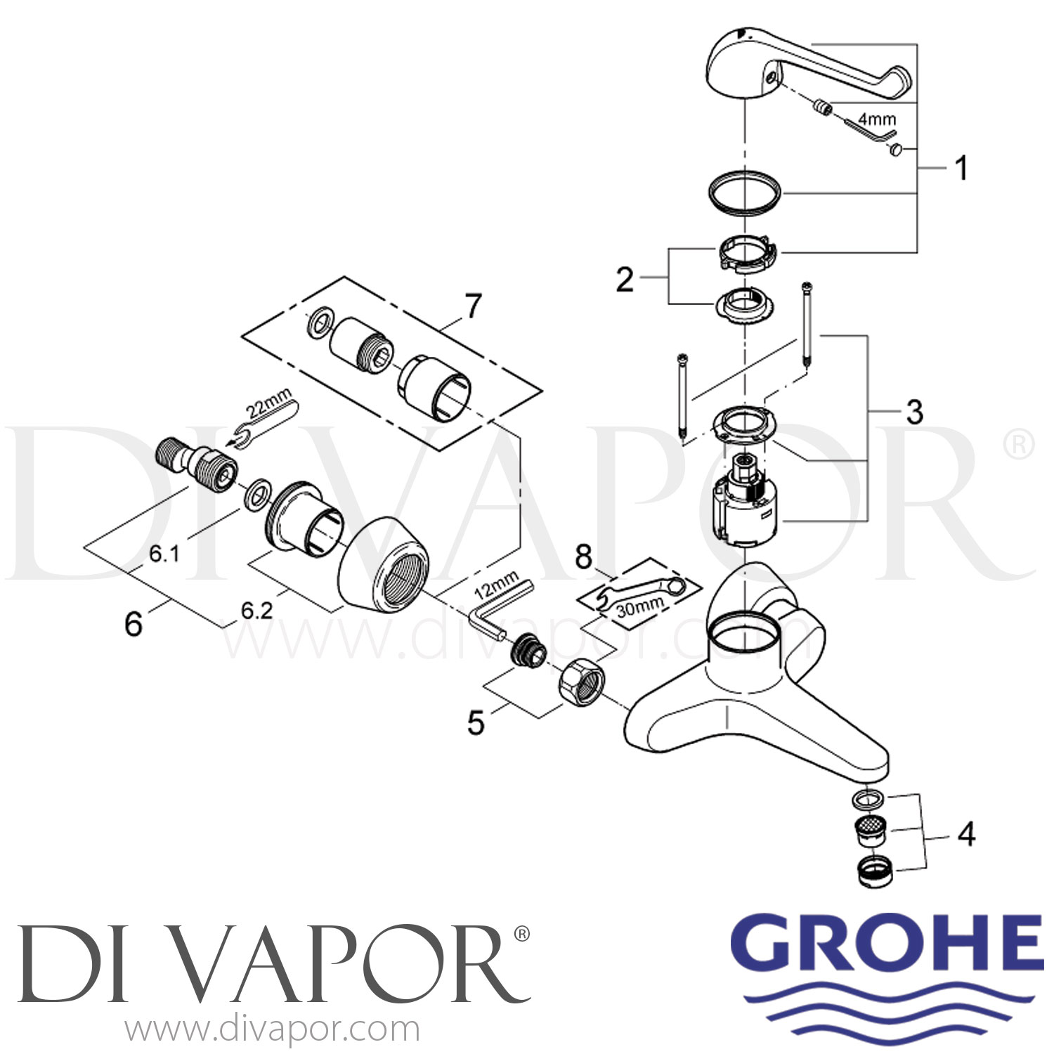 Grohe 32795000 Euroeco Single Sequential Single-Lever Safety Basin ...