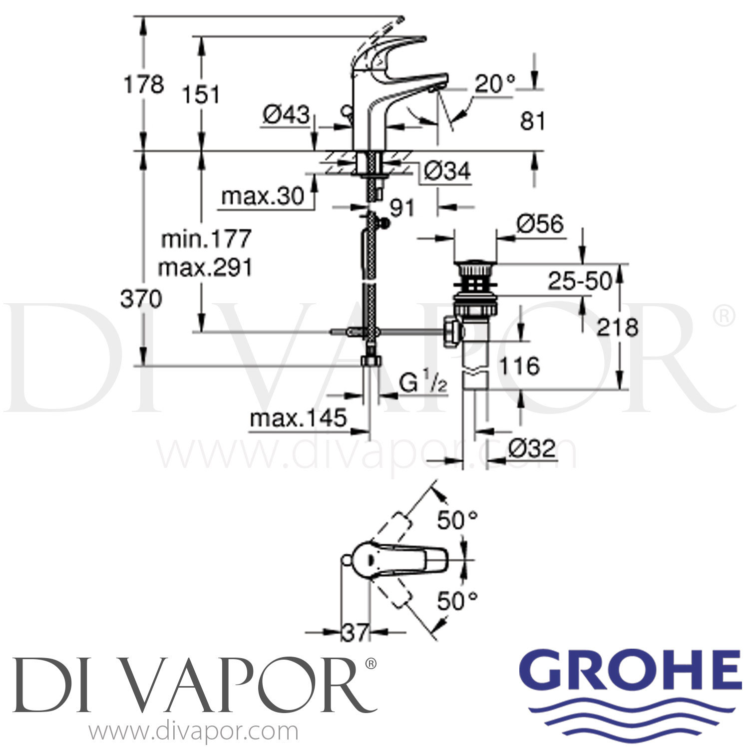 Grohe 32805000 BauCurve Single Lever Basin Mixer Tap Spare Parts