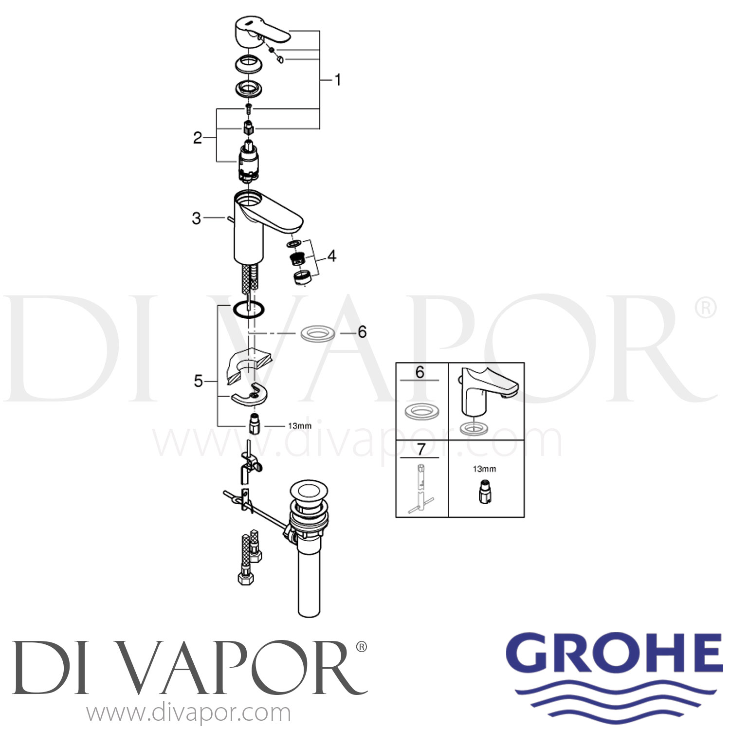 Grohe 32819000 BauEdge Single Lever Basin Mixer S-Size Tap Spare Parts