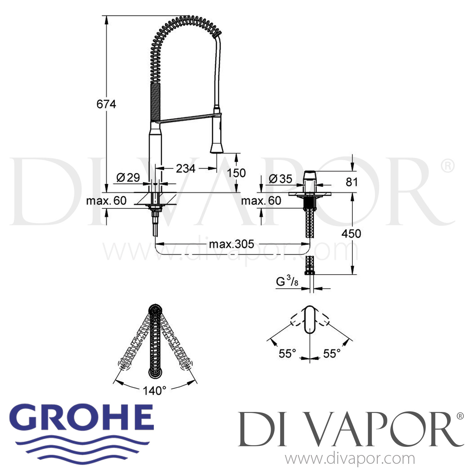 Grohe 32893000 K7 Single-Lever Sink Mixer (1/2 Inch) Tap Spare Parts