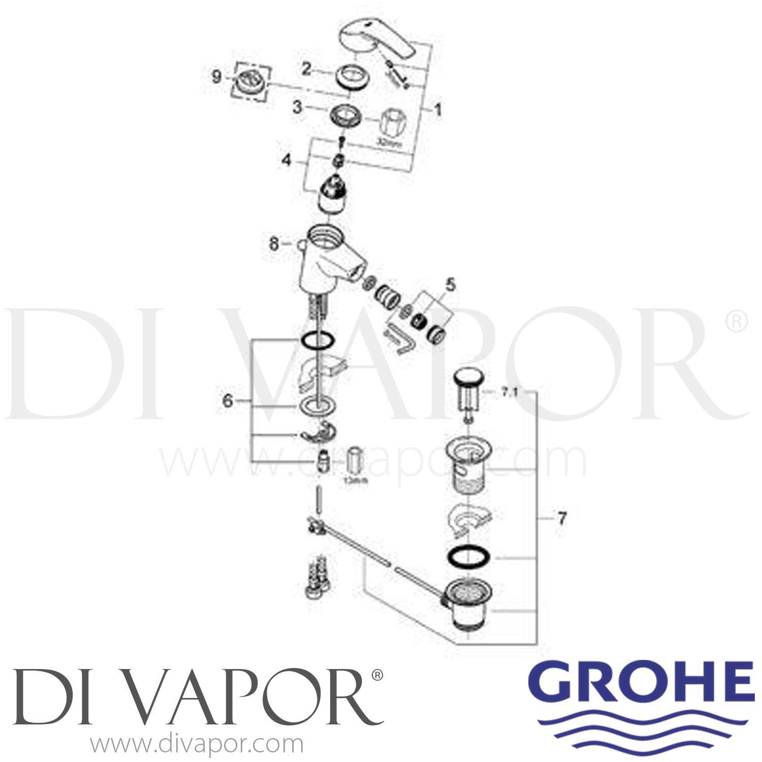 Grohe 32929 Eurosmart Bidet Mixer With Pop-Up Waste Spare Parts