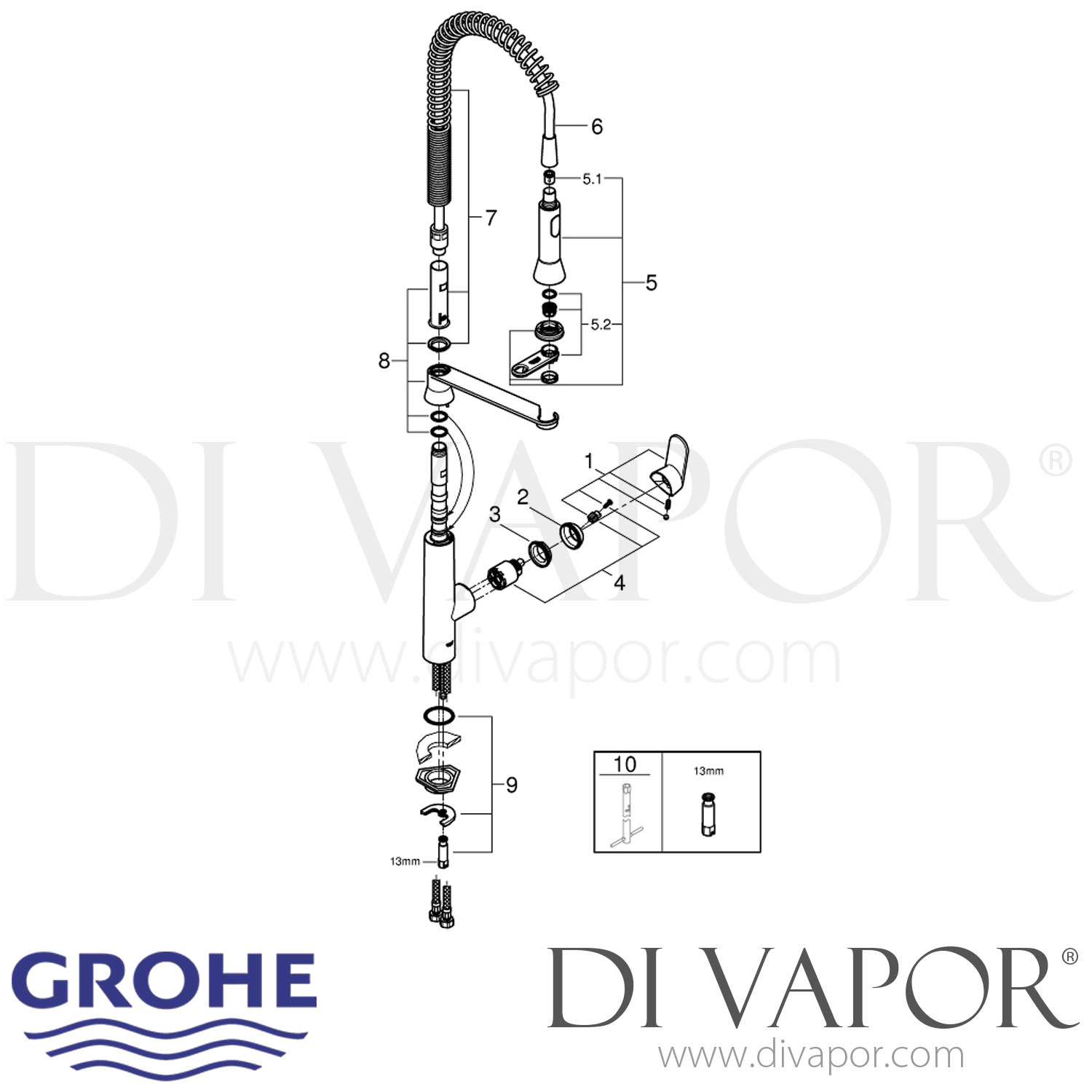 Grohe 32950000 K7 Single-Lever Sink Mixer (1/2 Inch) Spare Parts