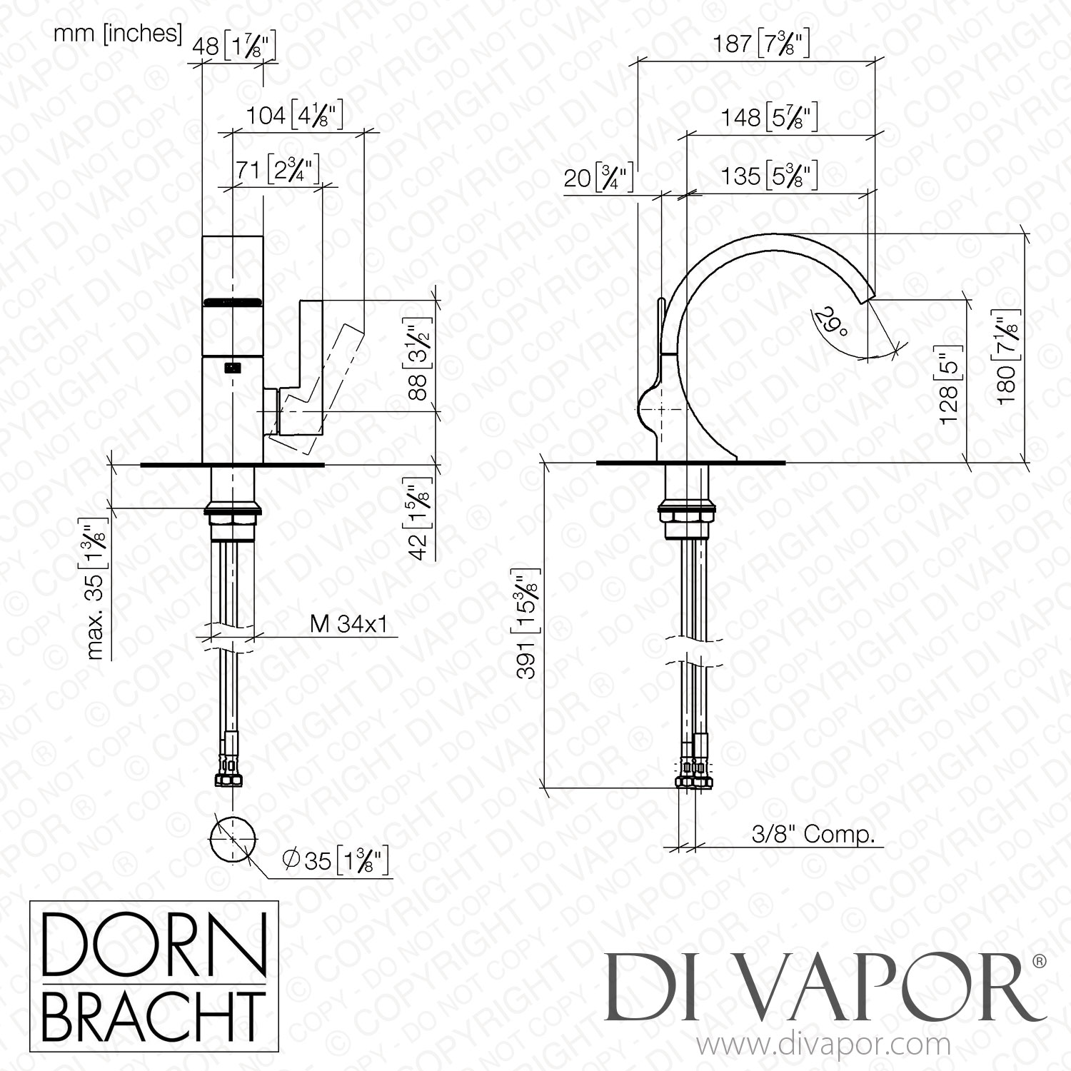 Dornbracht Single Lever Tap Mixer without Drain 33521811 000010 Spare Parts