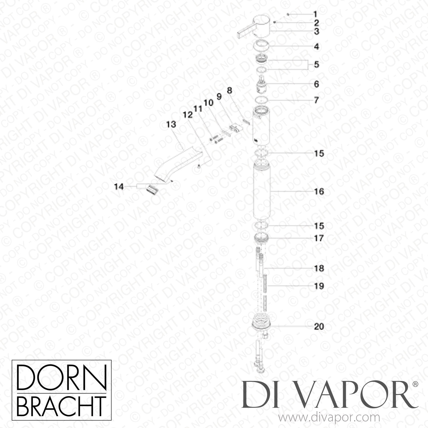 Dornbracht Single Lever Tap Mixer with Extended Shank without Drain ...
