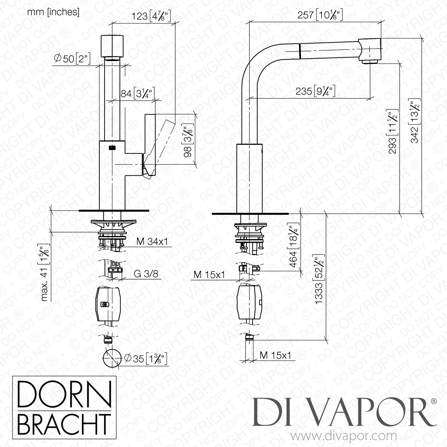 Dornbracht Single Lever Mixer Pull Out with Spray Function 33870790 99 ...