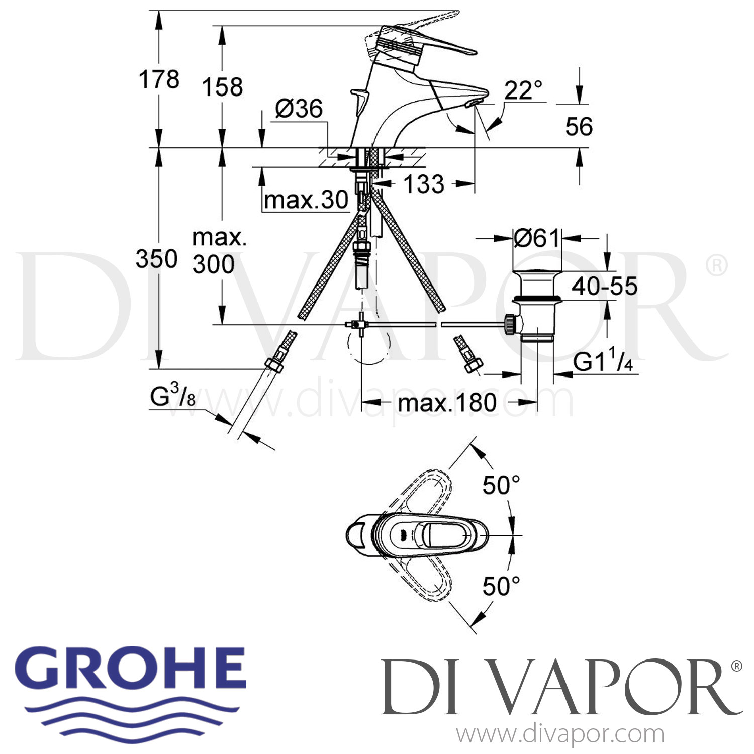Grohe 33155000 | 33155 Europlus Single-Lever Basin Mixer Spare Parts
